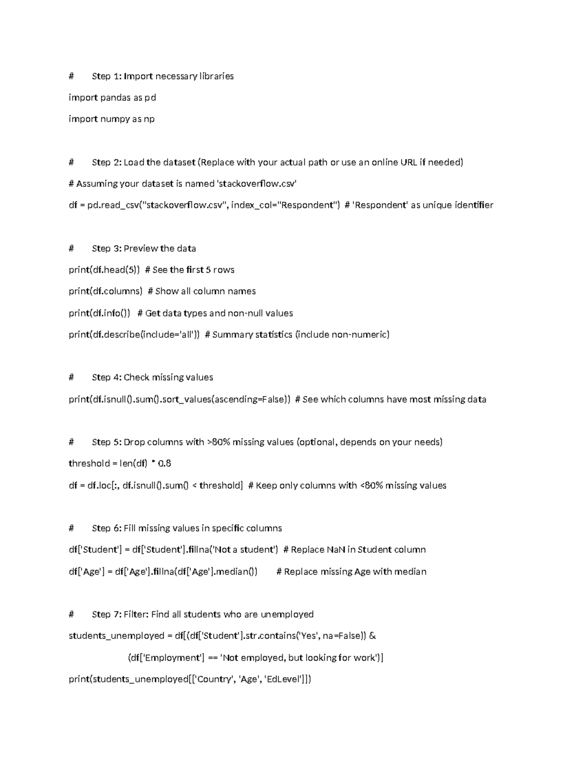 Python Pandas Data Analysis Steps - ARFSDA - Studocu
