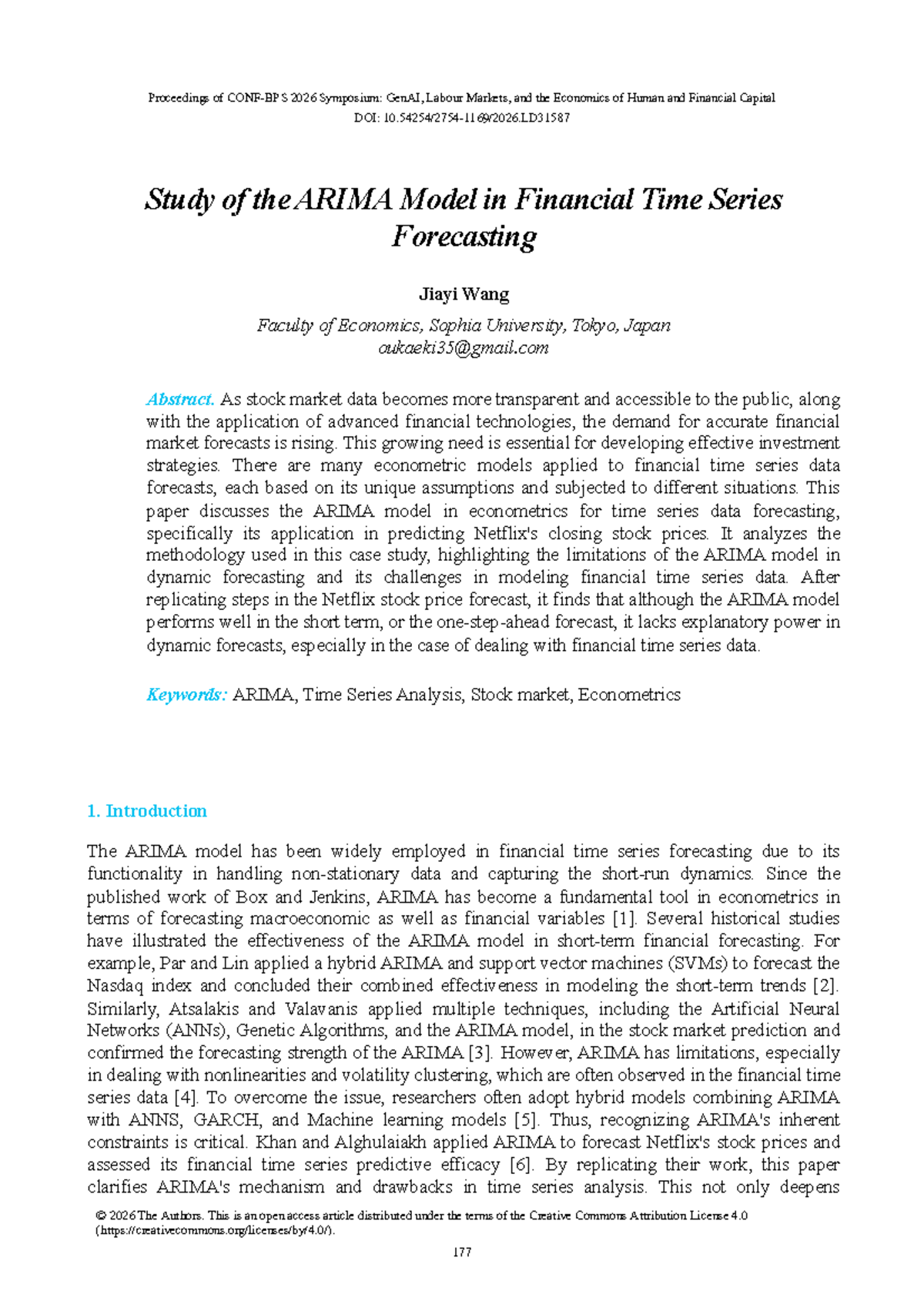 ARIMA Model Analysis in Financial Time Series Forecasting (ECO 2026 ...