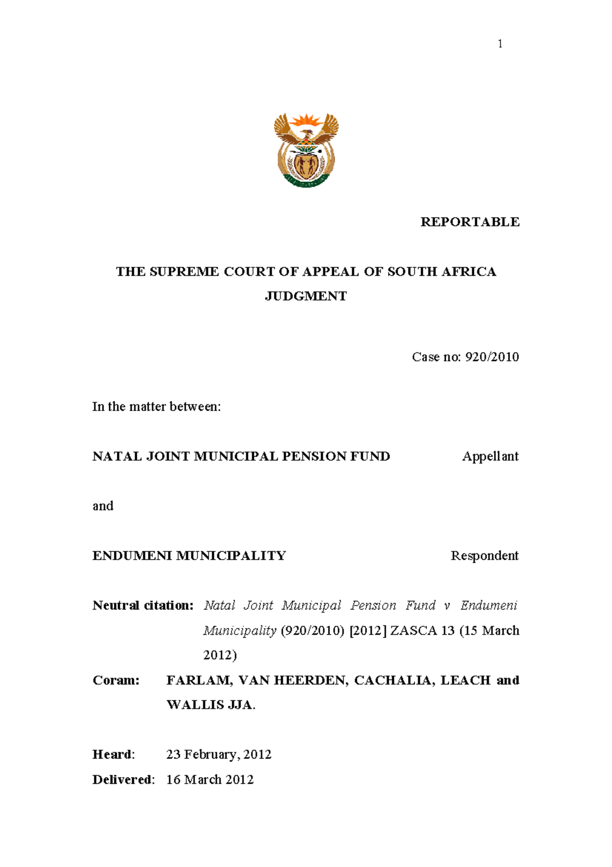 ZASCA 13: Natal Joint Municipal Pension Fund v Endumeni Municipality ...