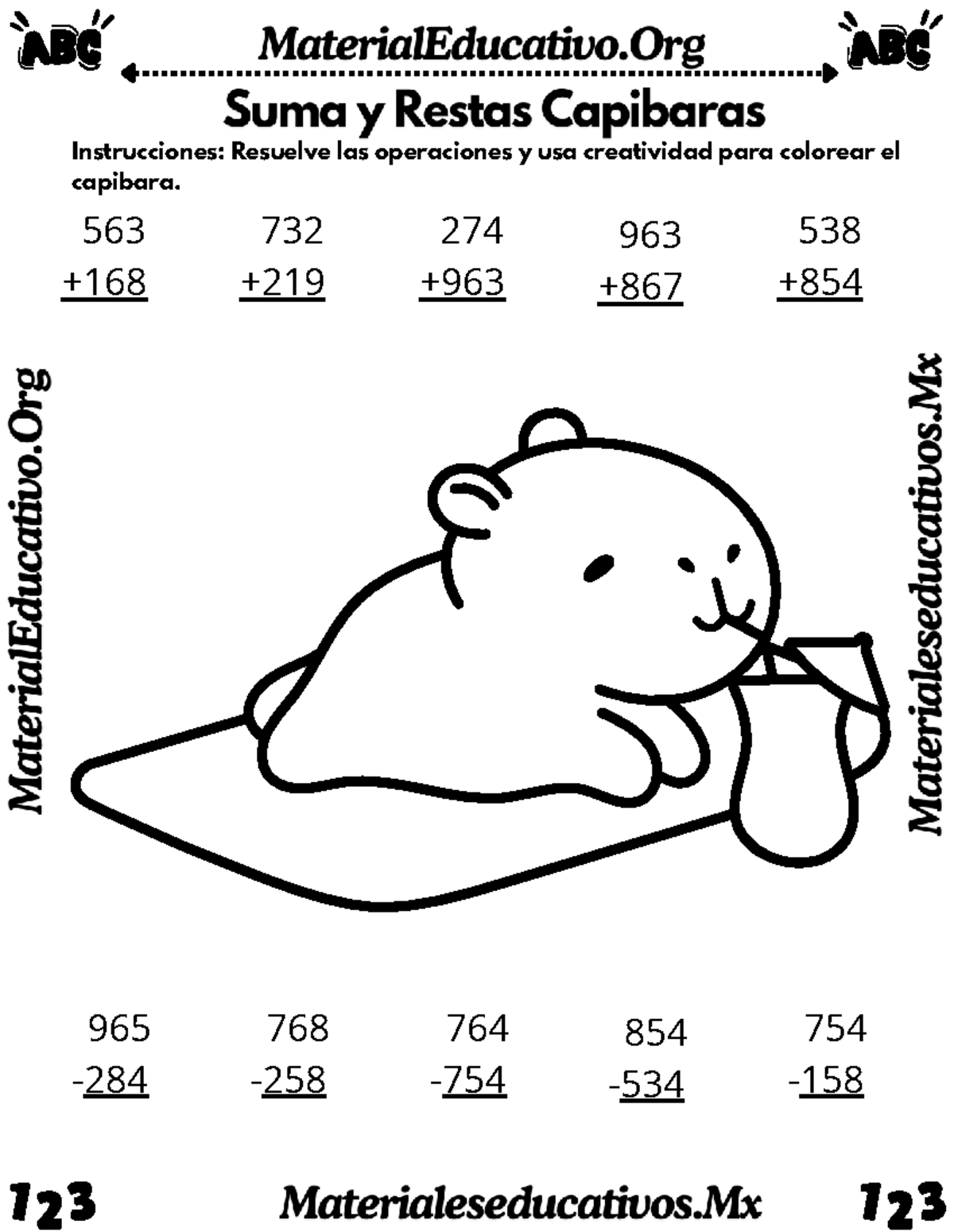 Capibara Matematico Para Cuarto Grado - Instrucciones: Resuelve las ...