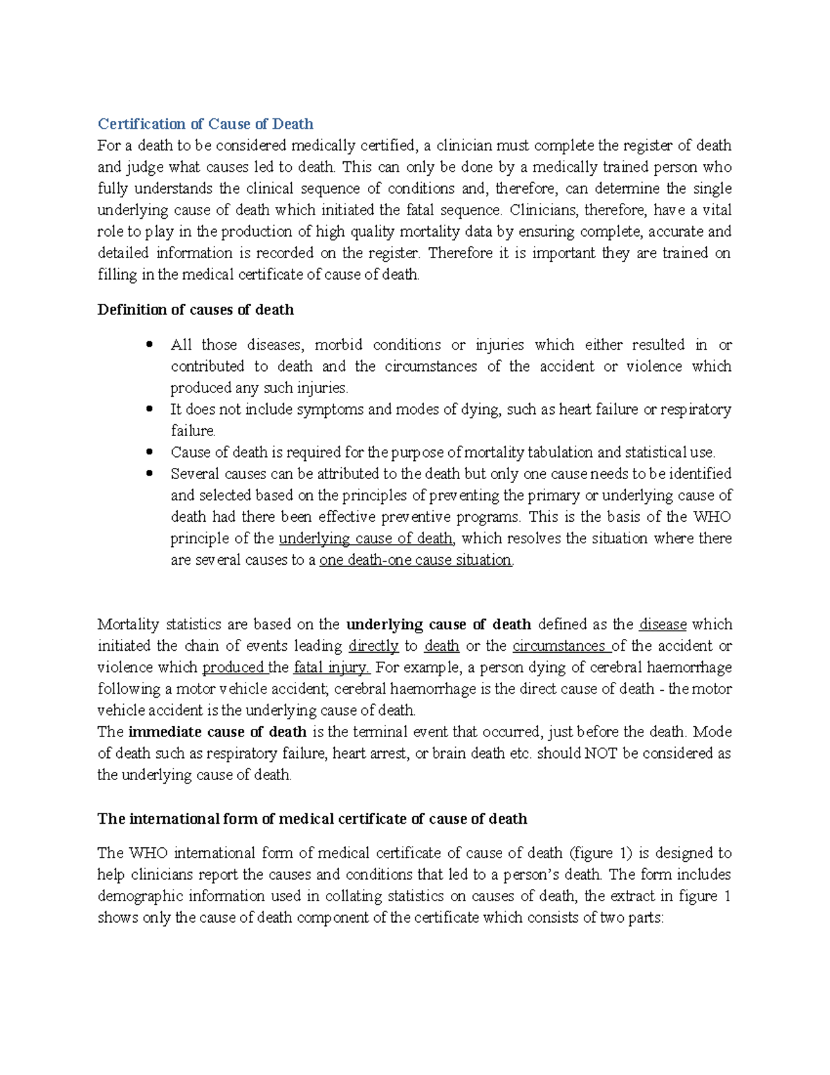 Certification of Cause of Death: Understanding Medical Documentation ...