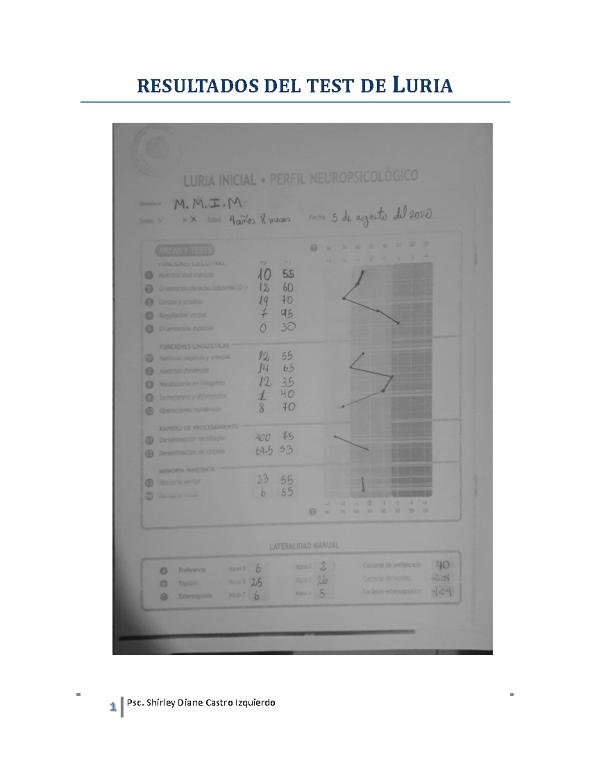Resultados y Recomendaciones del Test de Luria en Neuropsicología - Studocu