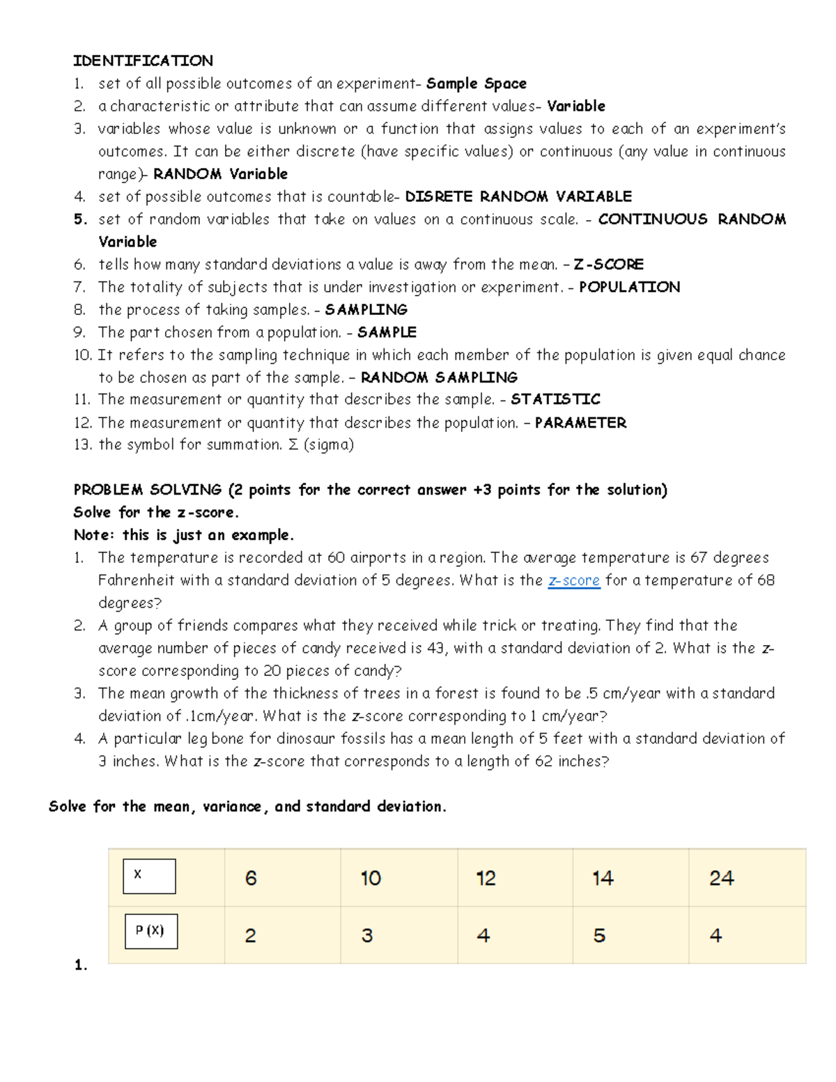 Statistics and Probability Definitions and Problem Solving Guide - Studocu