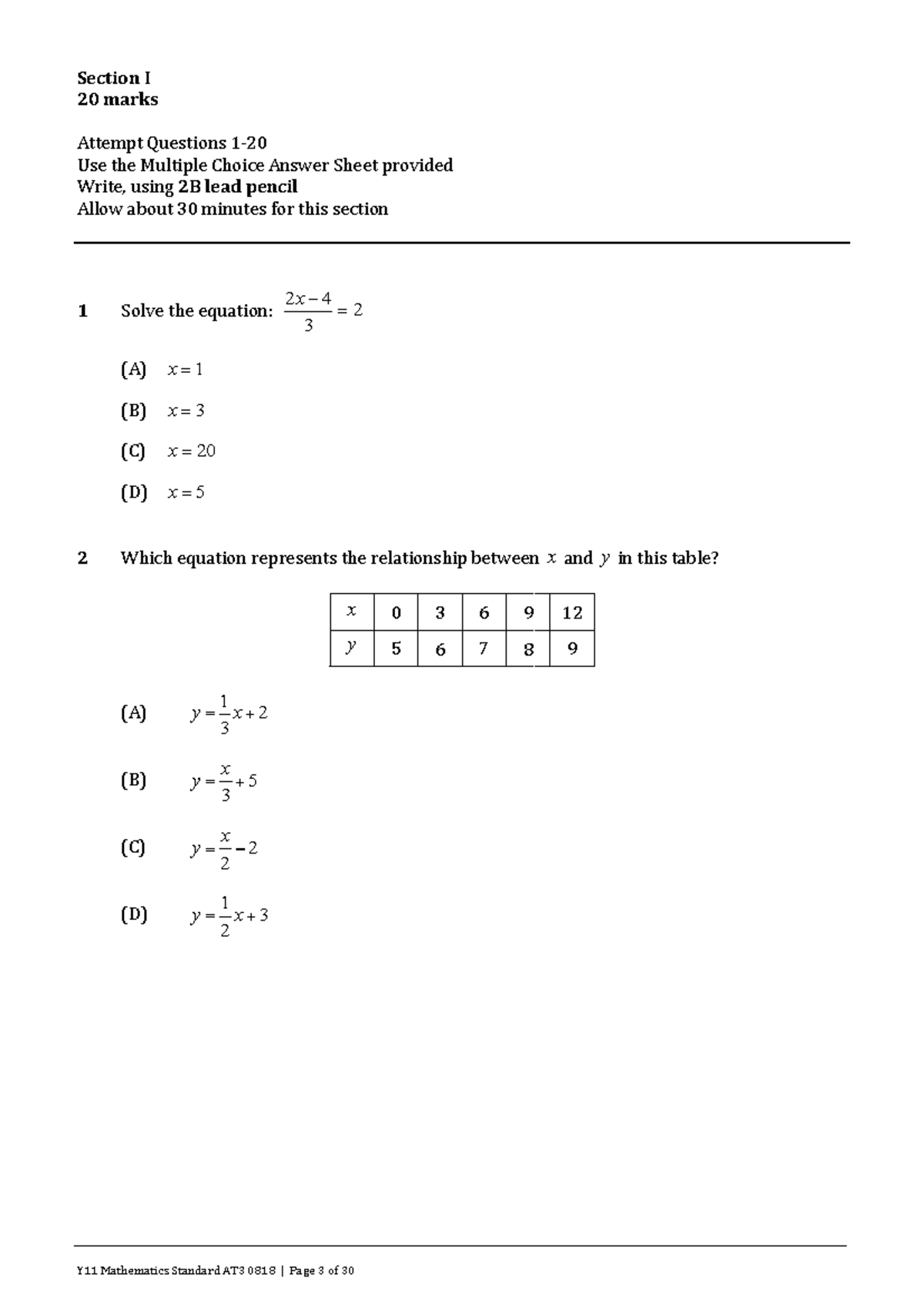Y11 Mathematics Standard AT3 2018 Prelim Yearly Exam Solutions - Studocu