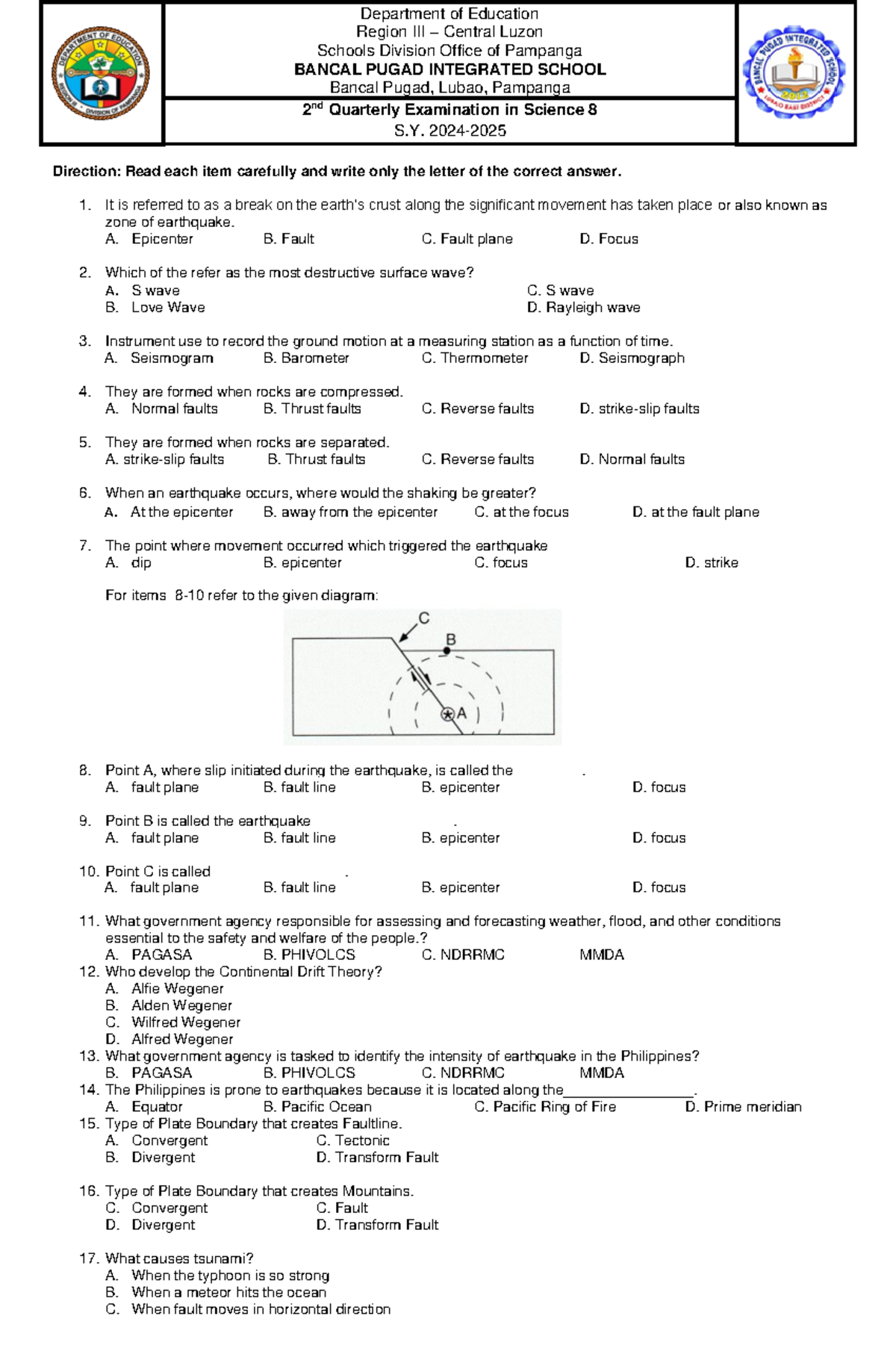 Grade 8 Science 2nd Periodical Test Review Questions and Answers - Studocu