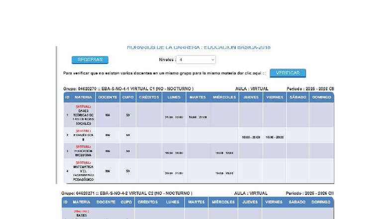 Horarios de Clases EBA-S-MA-4-4 y EBA-S-NO-5-48 (2025-2026) - Studocu