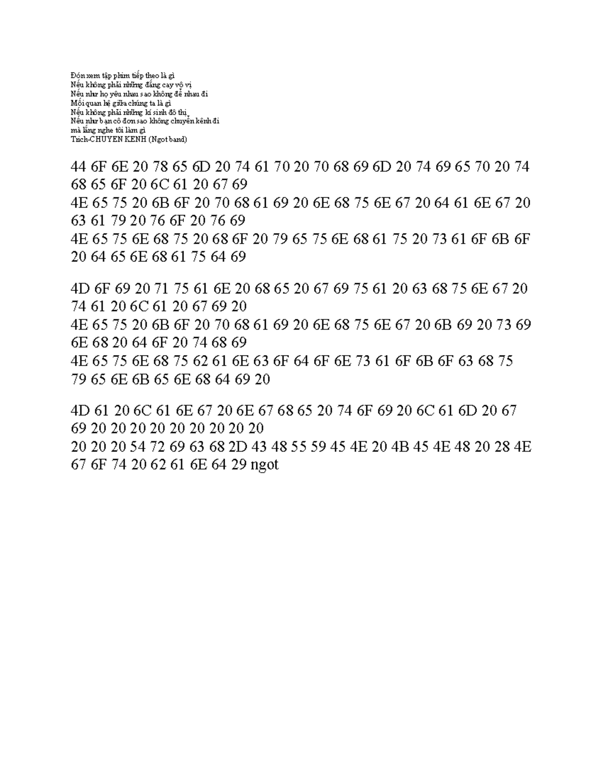 Bản sao Chuyển Kênh 8line - KENH (Ngot band) - Studocu