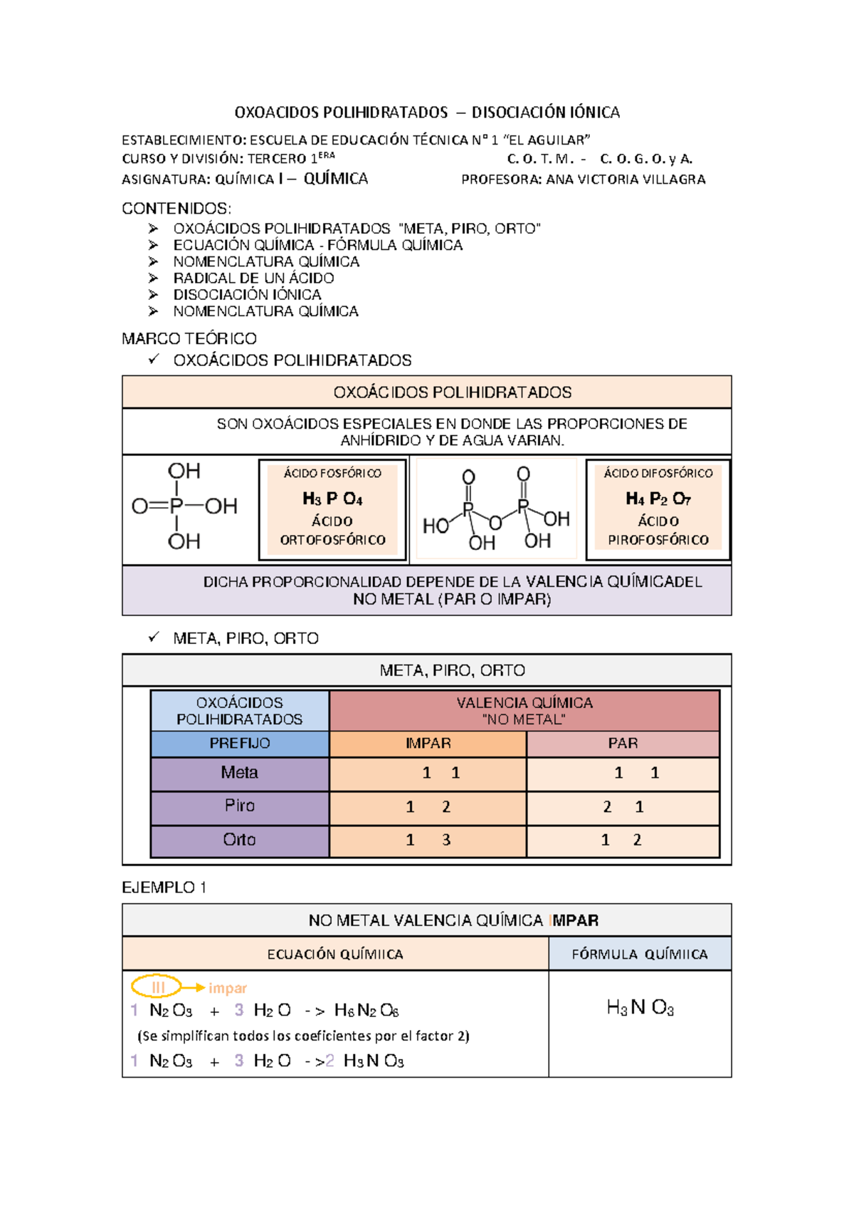 Radicales Ácidos y Oxoácidos Polihidratados - Química I Tercero 1 C. O ...