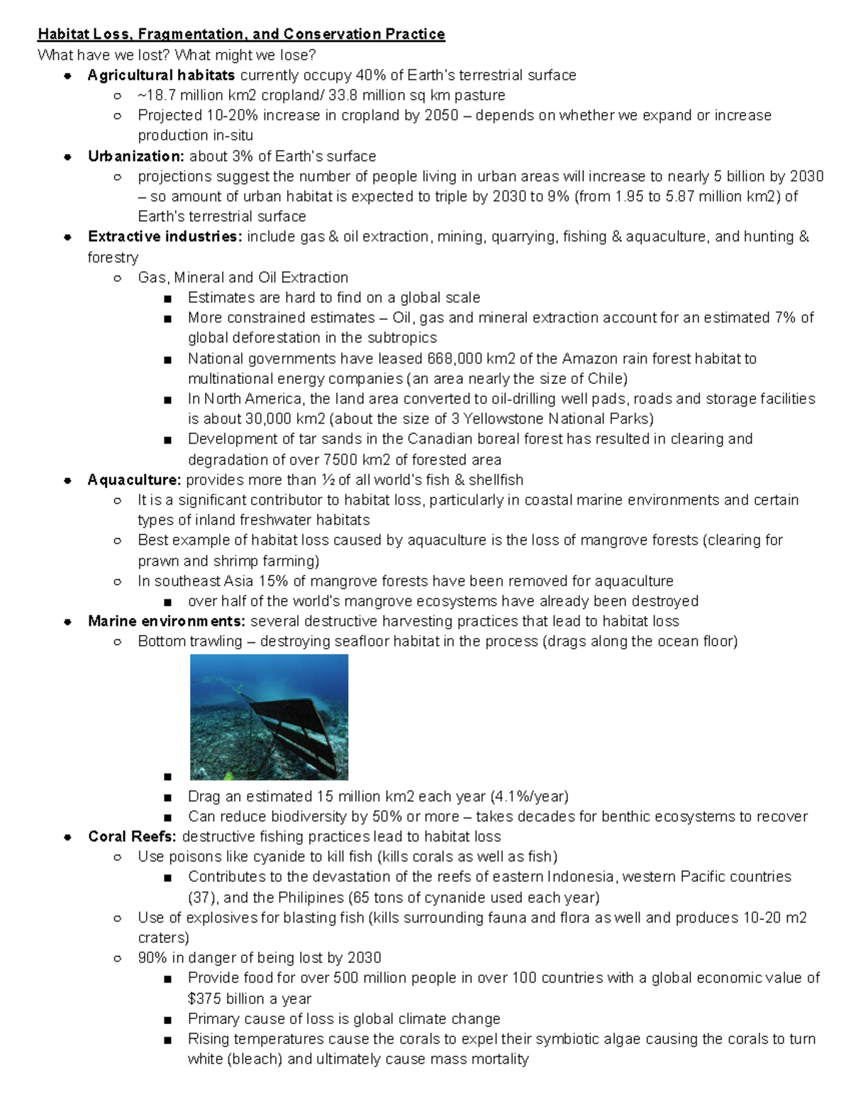 3/30 Lecture Notes: Habitat Loss, Fragmentation & Conservation Impacts ...