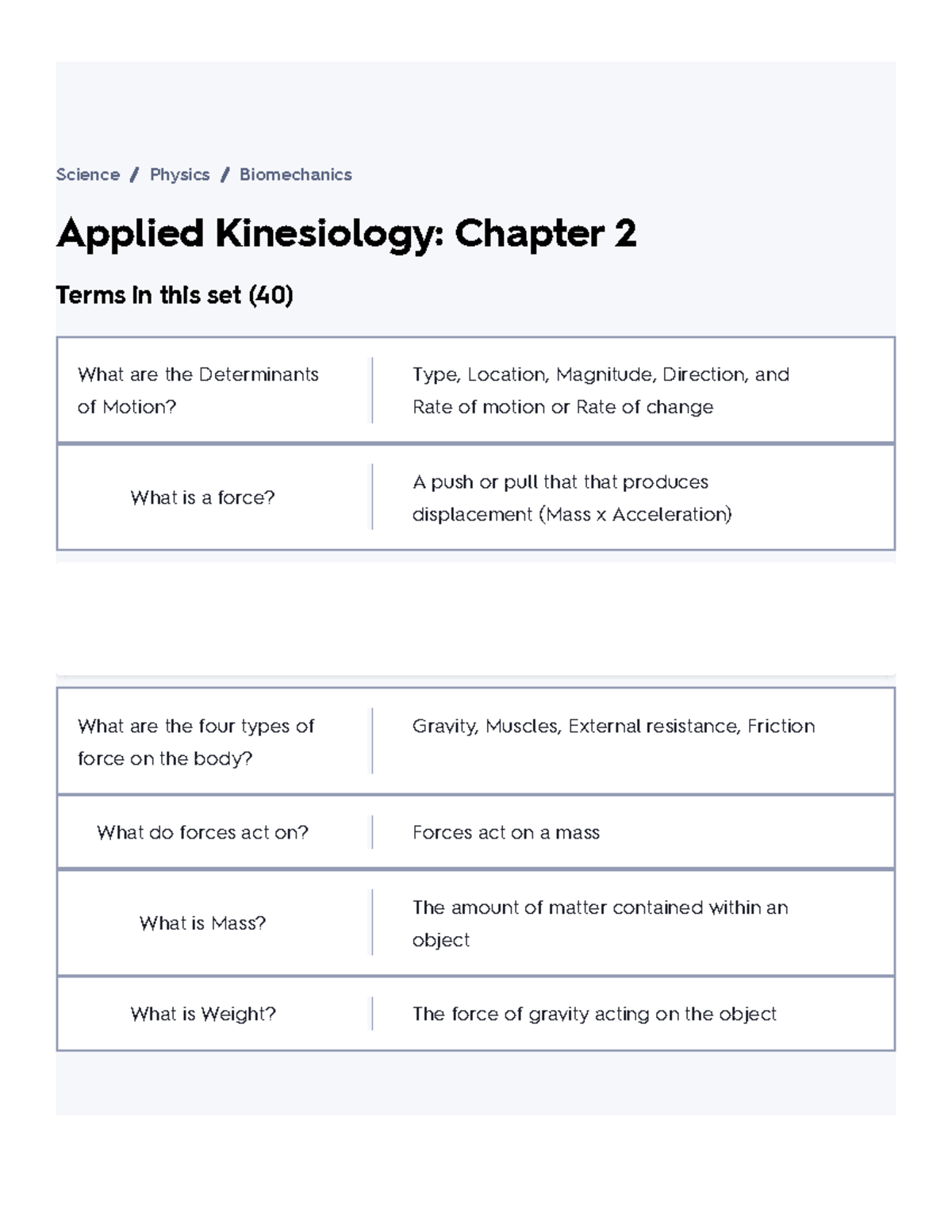 Applied Kinesiology- Chapter 2 Flashcards Quizlet - Applied Kinesiology: Chapter 2 Science ...
