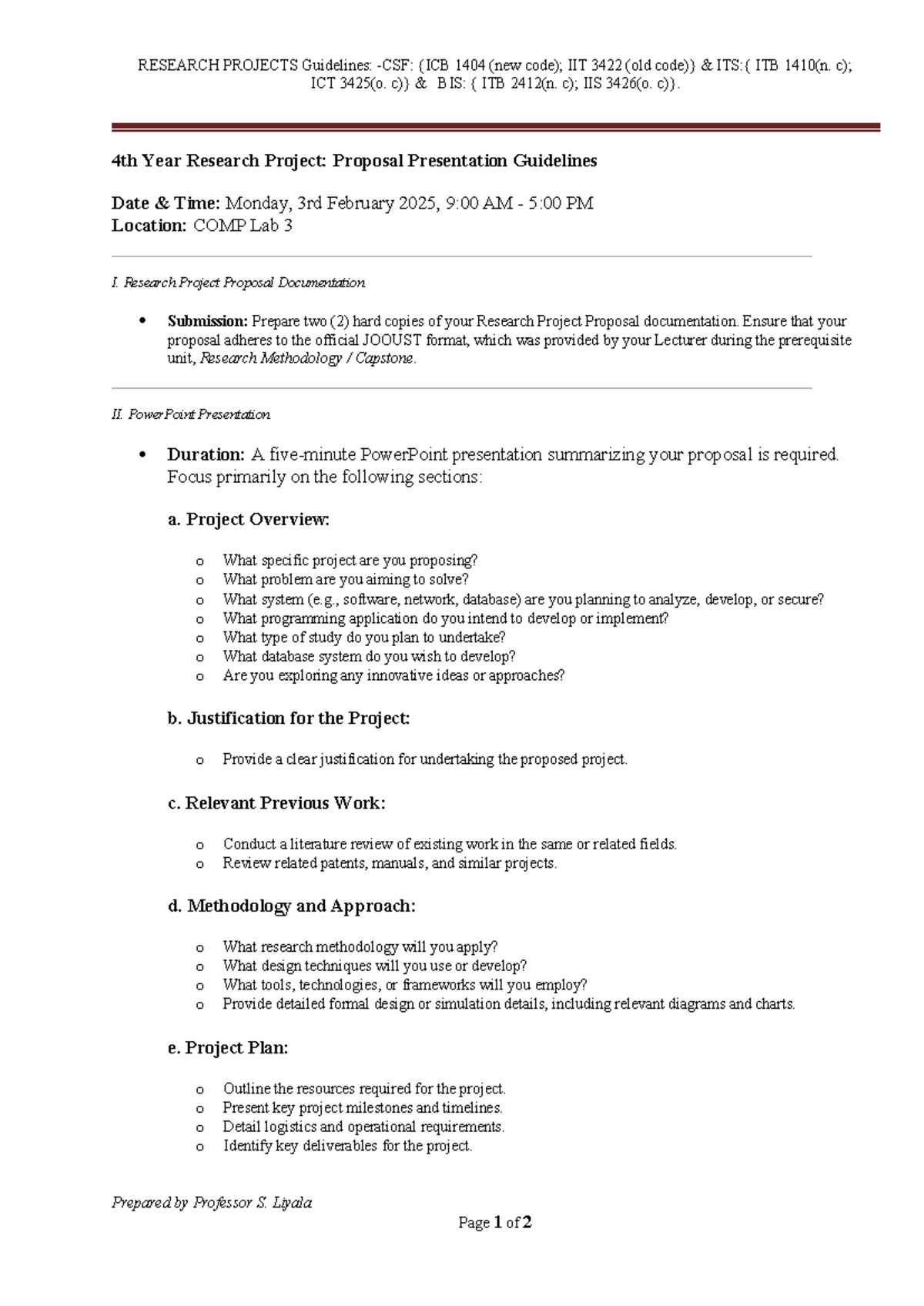 4th Year Project Proposal Presentation Guidelines - CSF ICB 1404, IIT ...