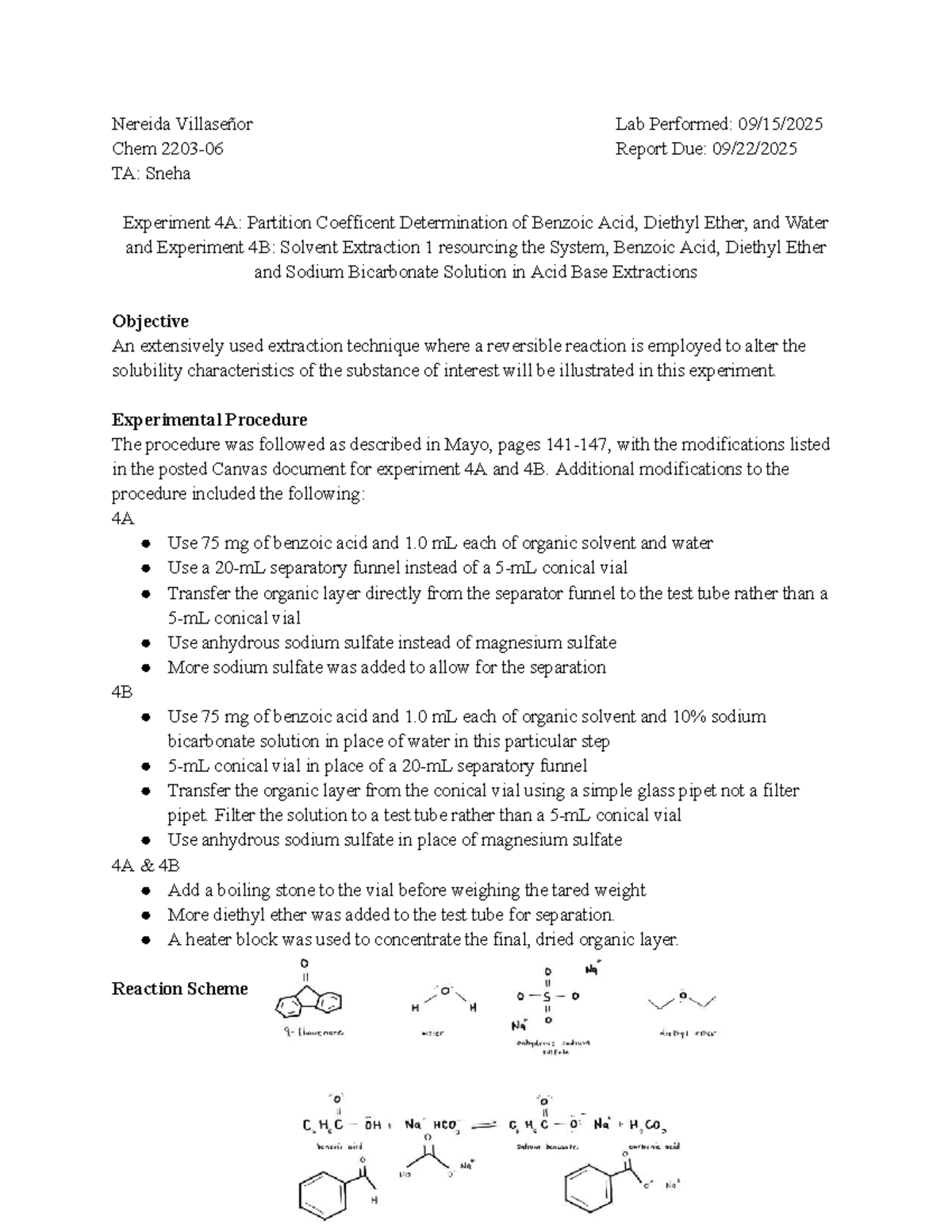 Chem 101 Lab Report: Experiment 4A & 4B - Partition Coefficient ...