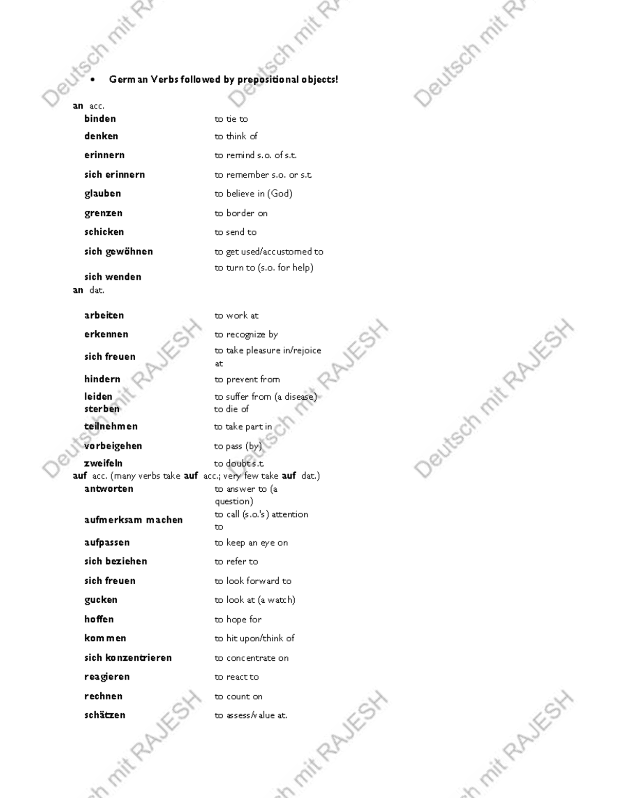 German Verbs with Prepositional Objects: A Comprehensive Guide - Studocu