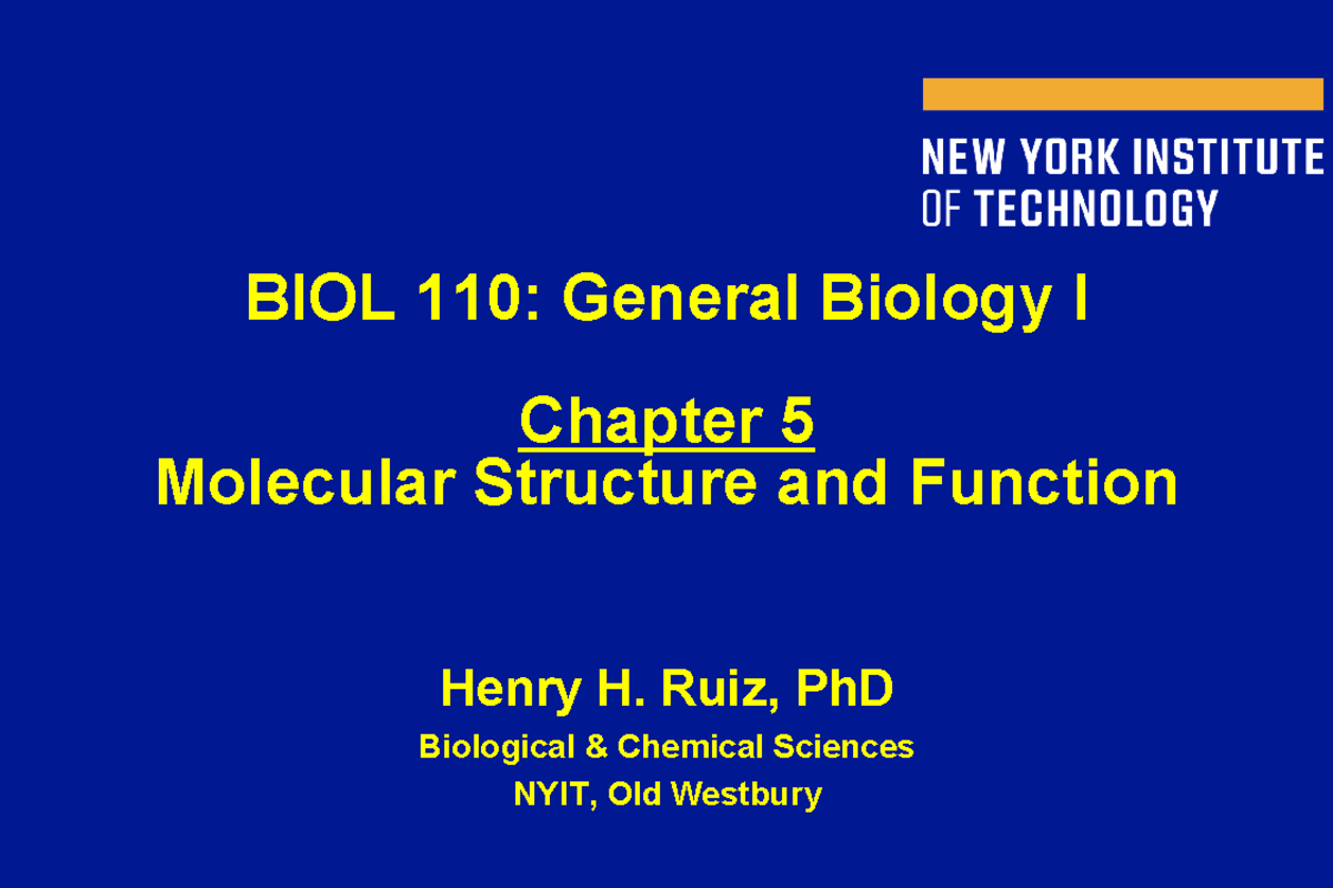 BIOL 110 Final Exam Study Guide: Molecules of Life & Functions - Studocu