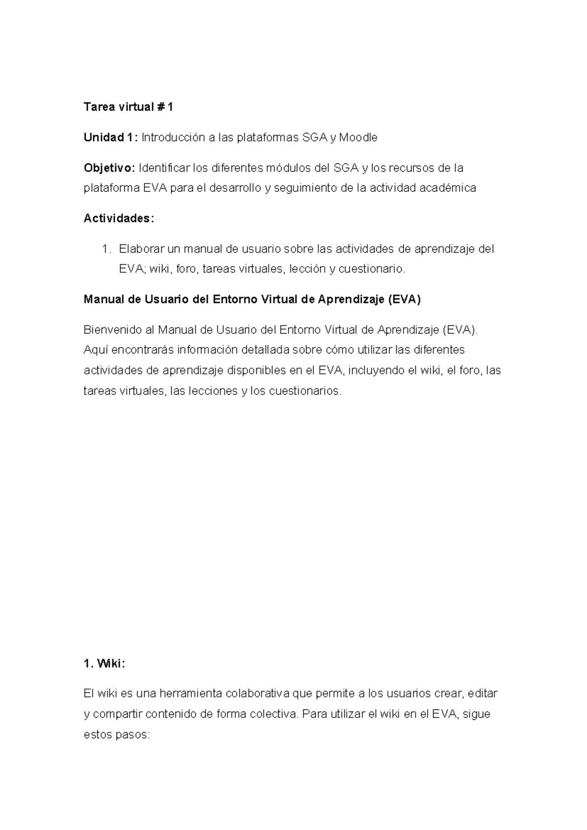 Guía de Usuario del Entorno Virtual de Aprendizaje (EVA) - Tarea 1 ...