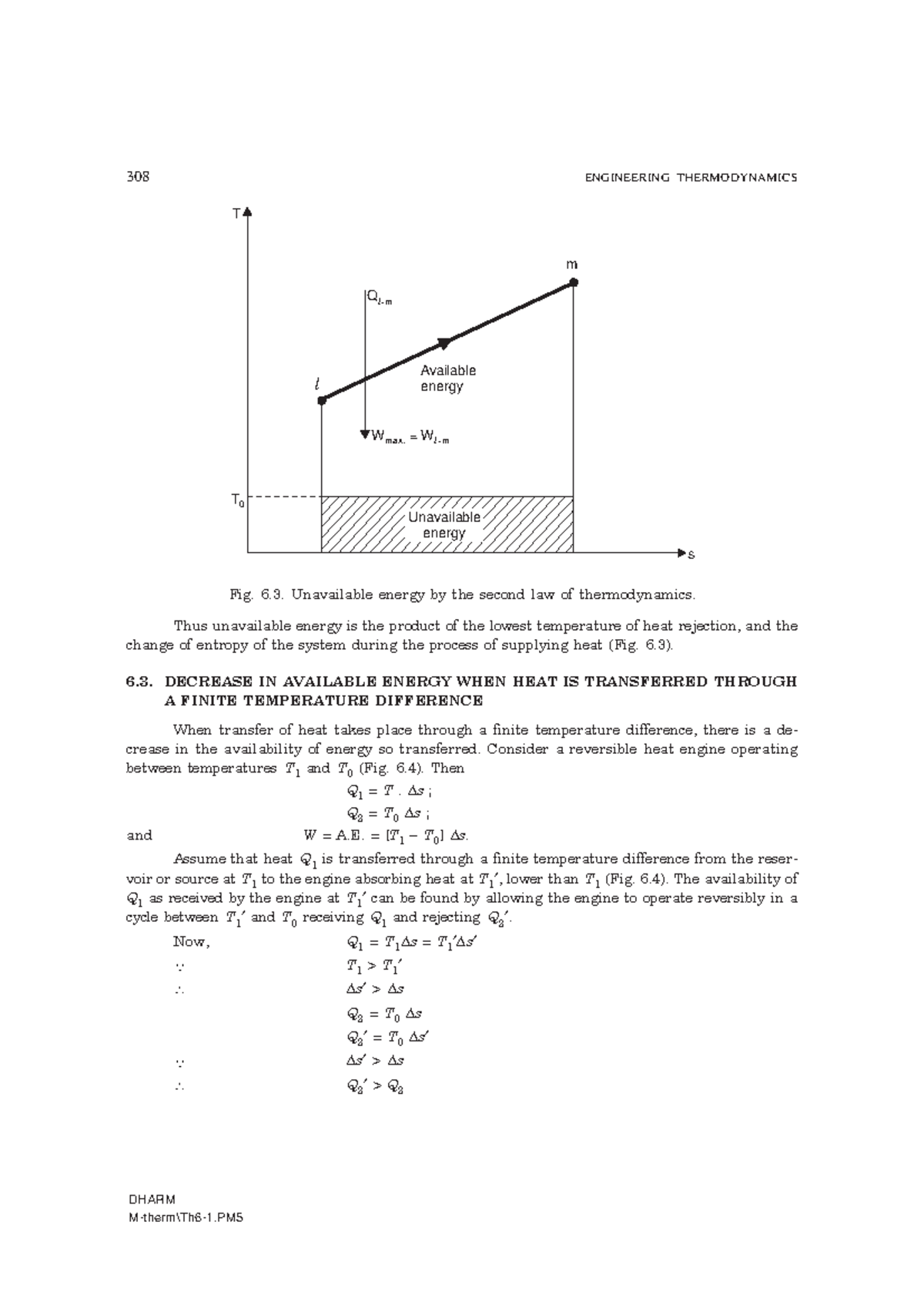308 ENGINEERING THERMODYNAMICS: Available vs Unavailable Energy - Studocu