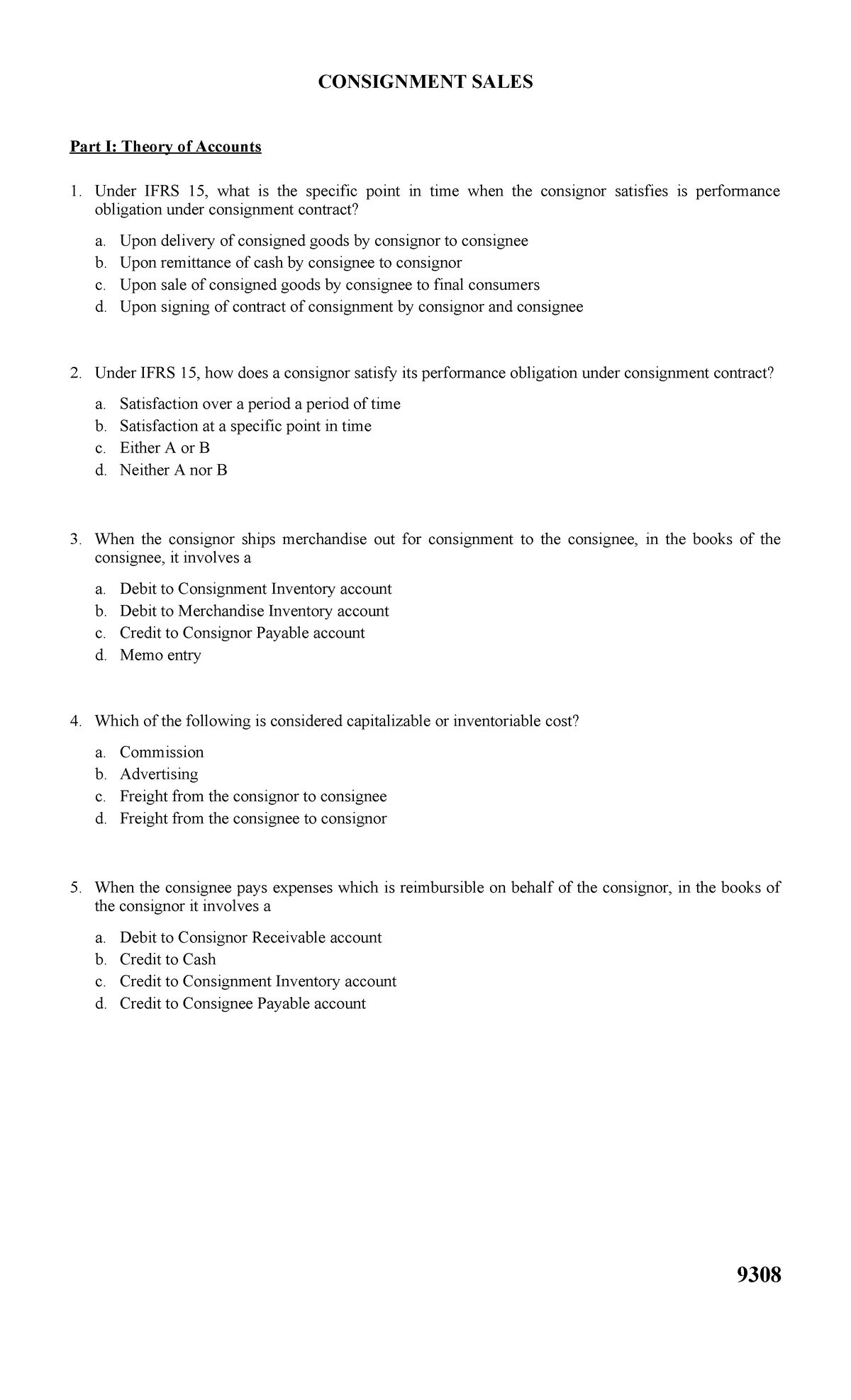 9308-Consignment Sales: Key Concepts Under IFRS 15 and Accounting - Studocu