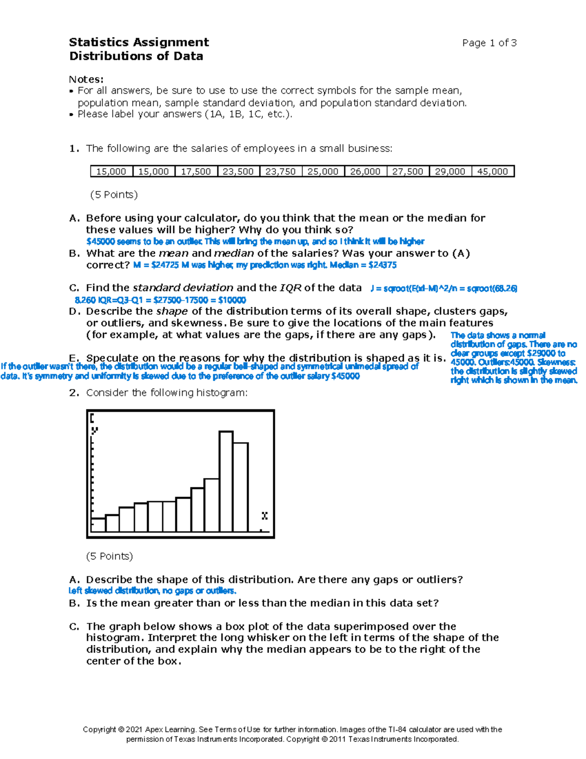 Statistics Assignment: Data Distributions Analysis (STAT101) - Studocu
