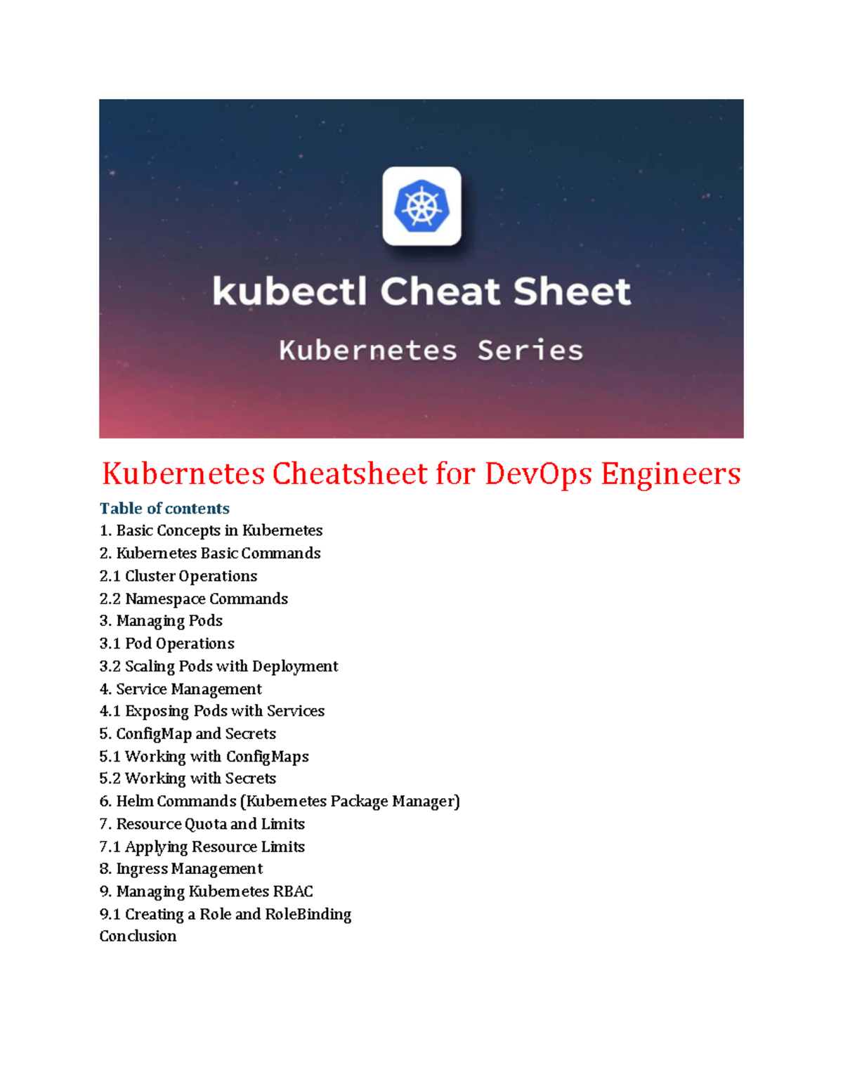 Kubernetes K8s Cheat Sheet for DevOps Engineers - Studocu