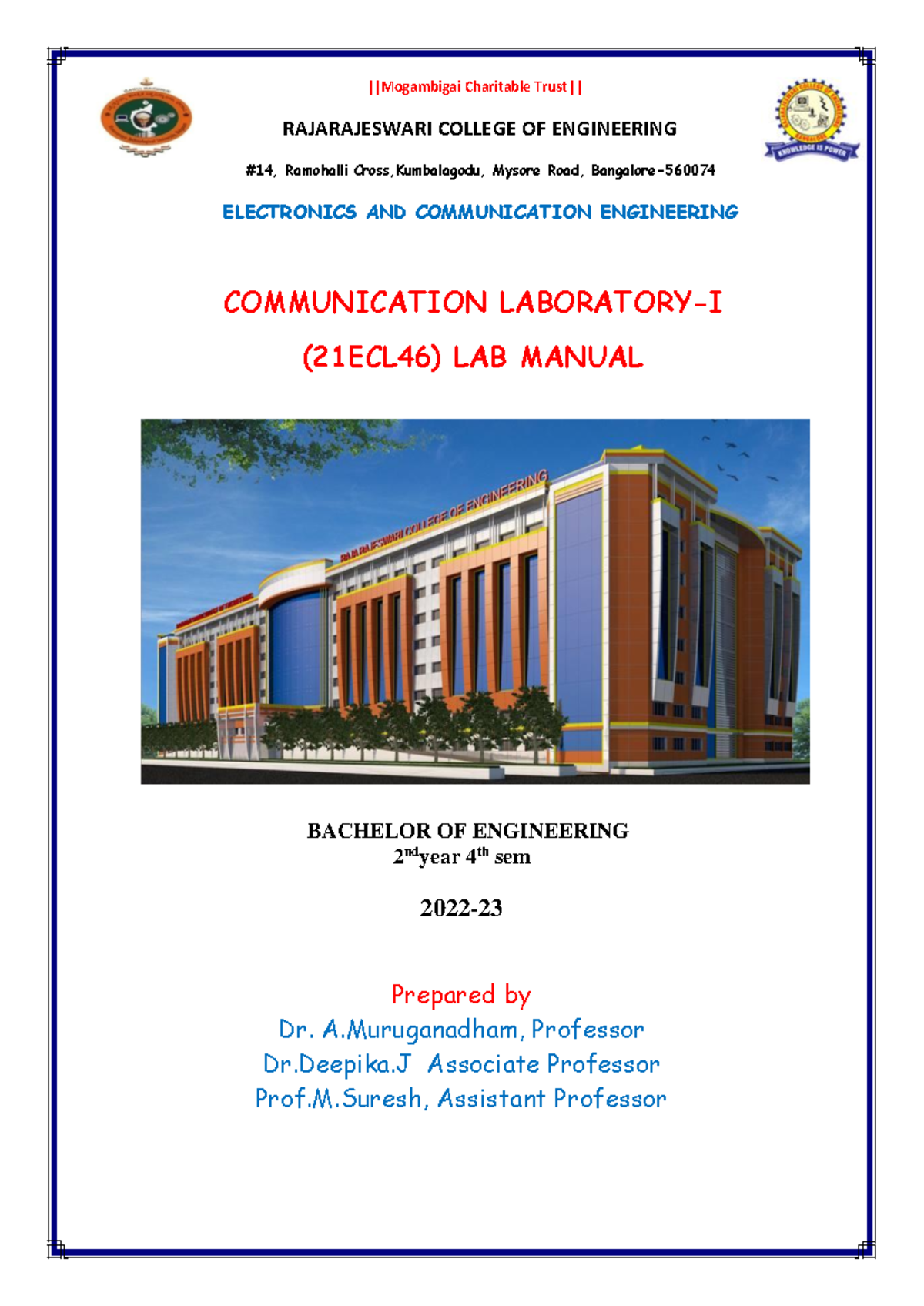 21ECL46 - Communication Lab Manual for Electronics Engineering - Studocu