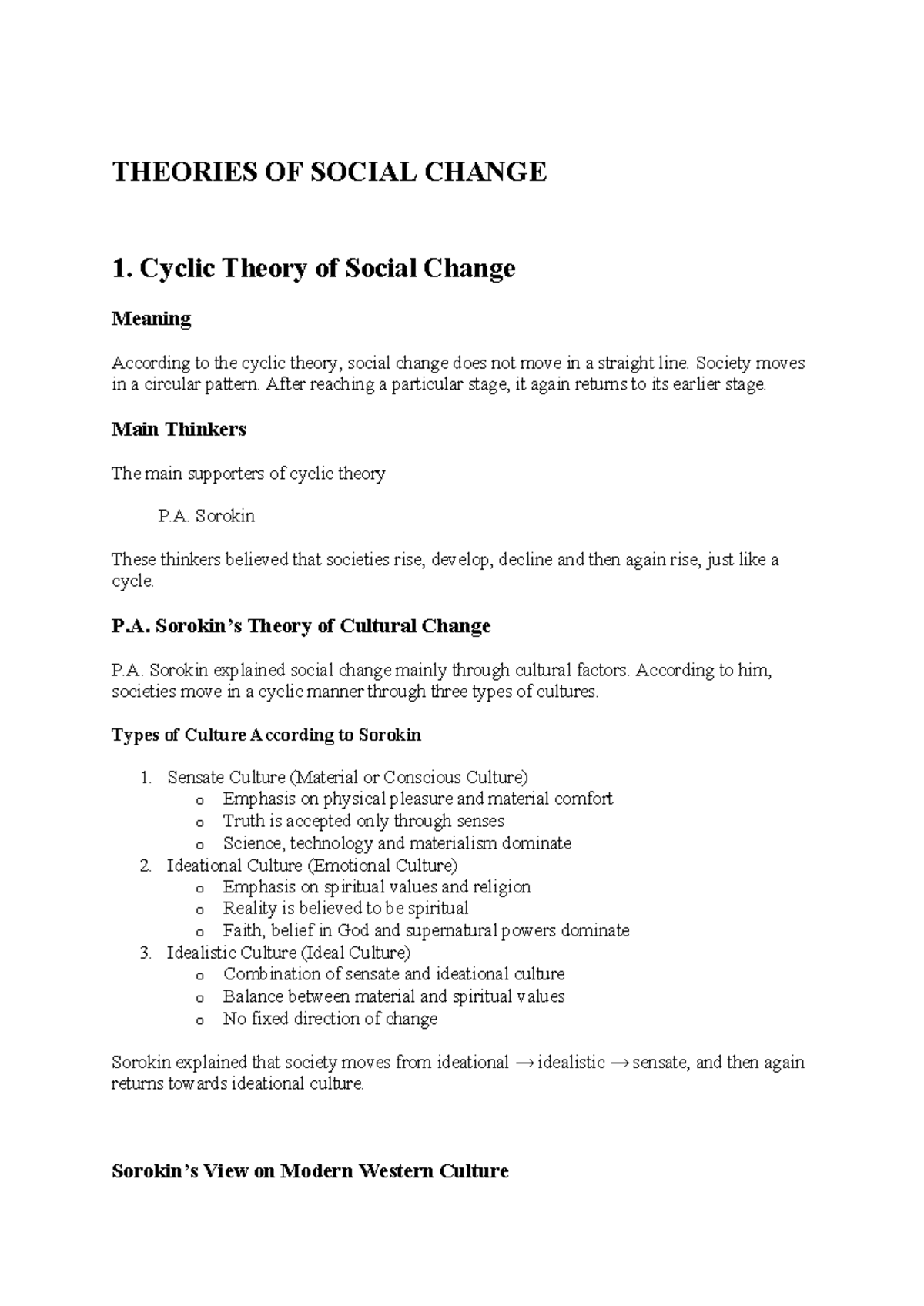 Social Change Theories: Cyclic & Linear Perspectives - Studocu