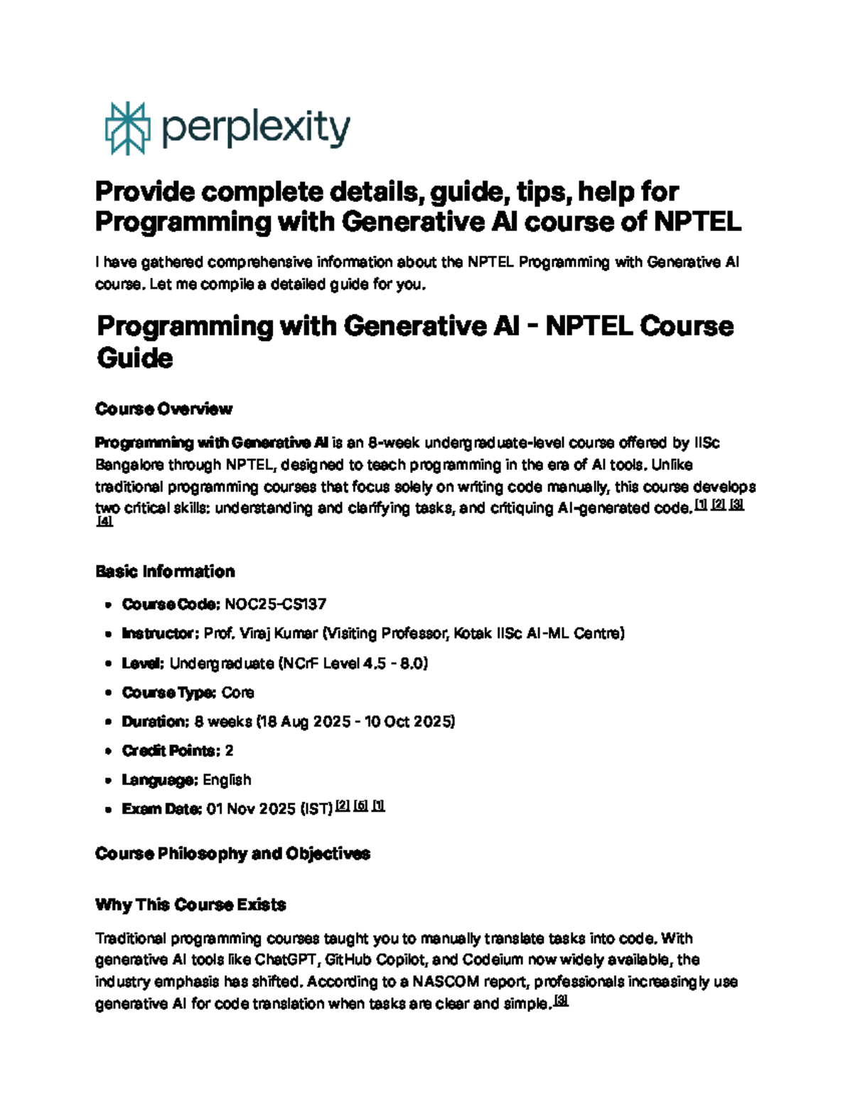 NPTEL Programming with Generative AI Course Guide and Tips - Studocu