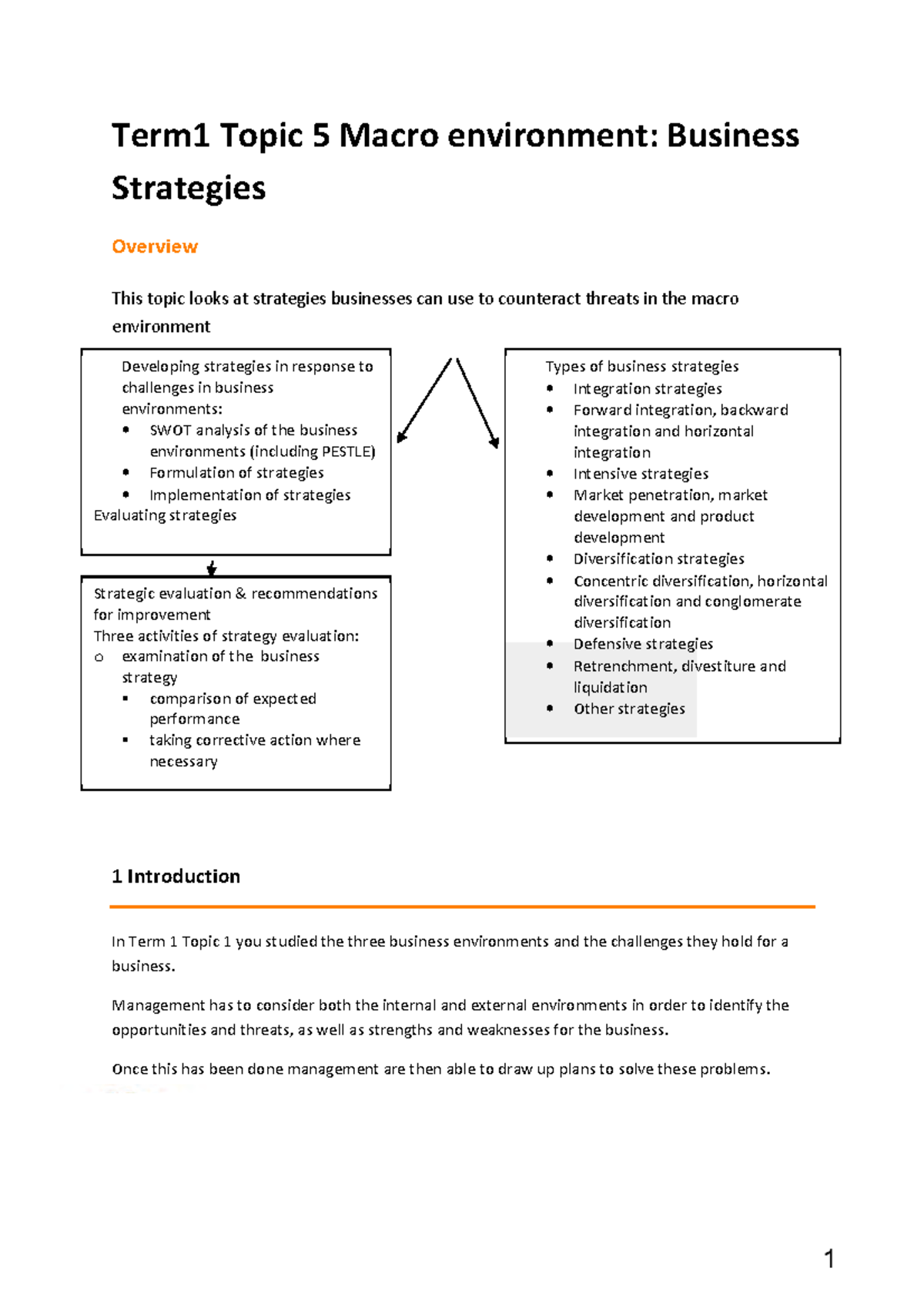 Macro Environment Strategies: Insights and Evaluations for Term 1 - Studocu