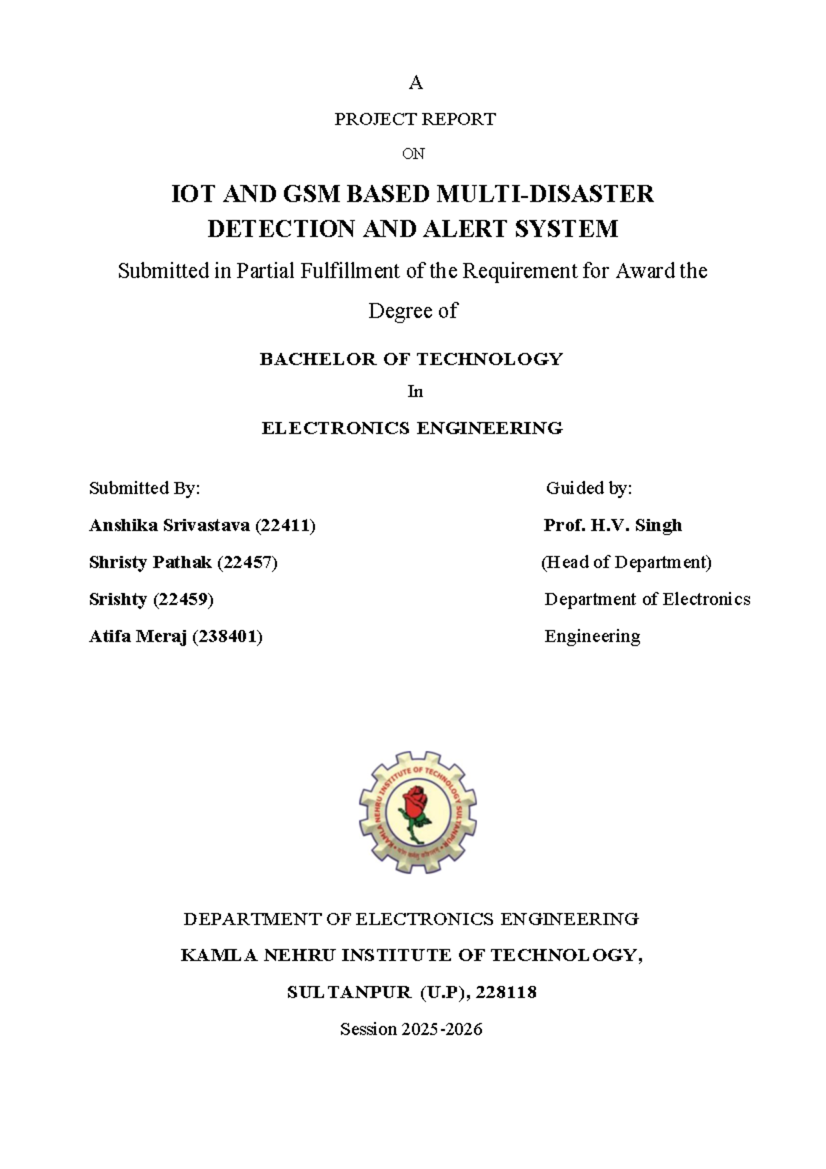 IoT & GSM-Based Detection and Alert System Project Report (B.Tech ...