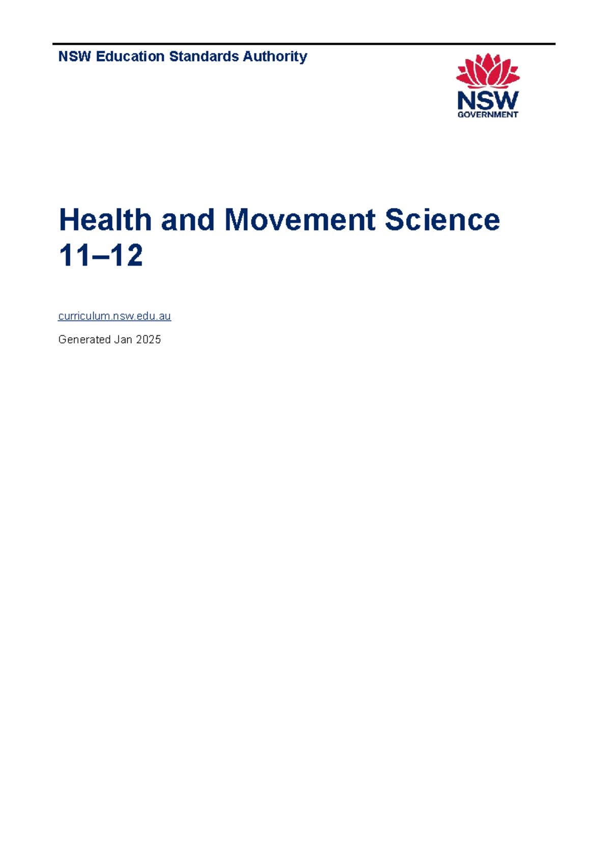 NESA Health and Movement Science Syllabus Overview (2025) - Studocu