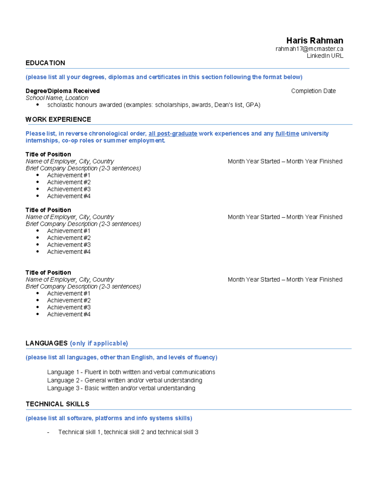 De Groote Resume Template: Education, Work Experience & Skills - Studocu