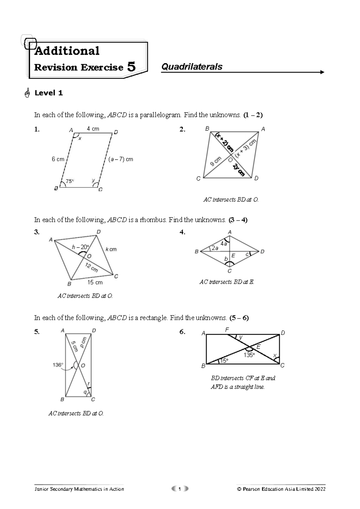 Additional Revision Exercise 5: Quadrilaterals Level 1 & 2 - Studocu