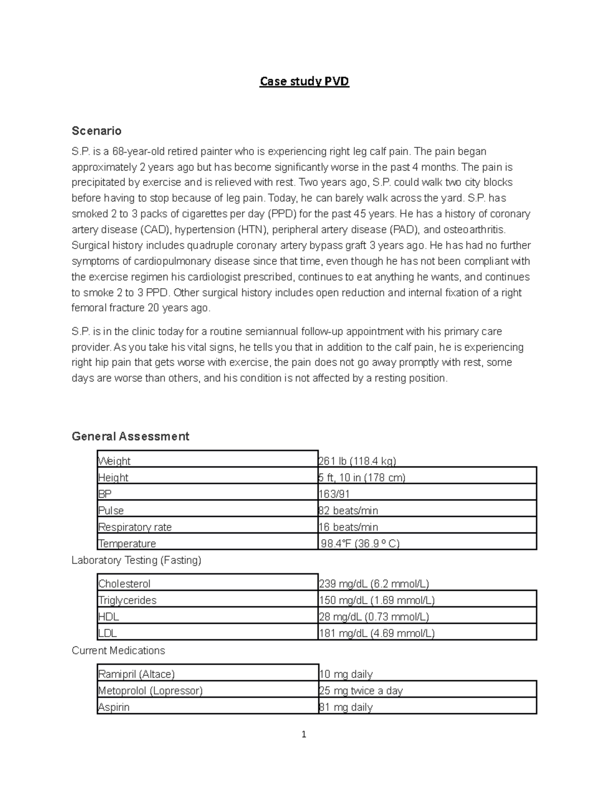 Case Study PVD: Clinical Insights for Student Analysis - Studocu