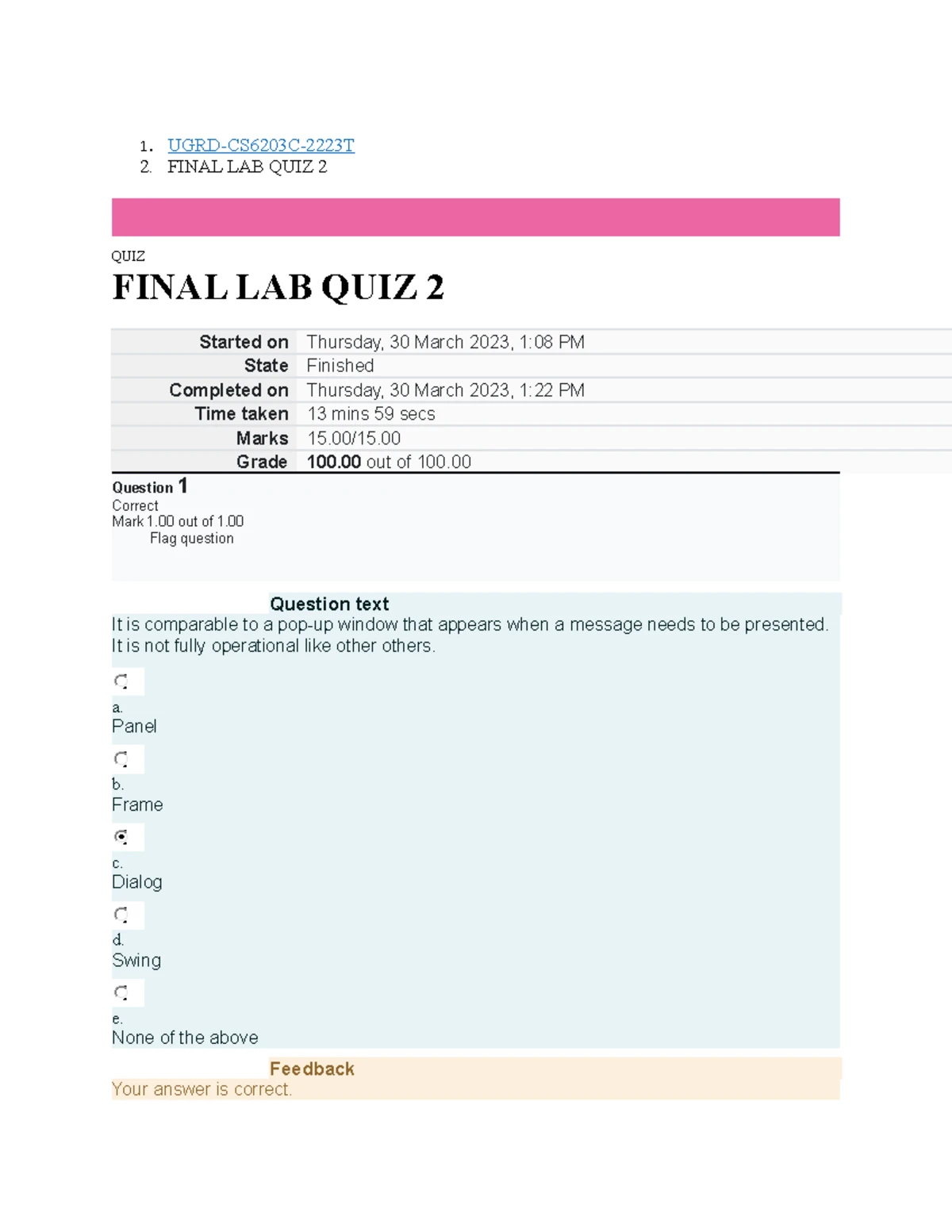 UGRD-CS6203 C Object Oriented Programming Final Lab Exam - UGRD-CS6203C Object Oriented ...