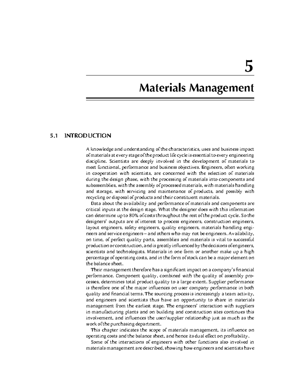 Chapter 5: Materials Management Overview and Key Insights - Studocu