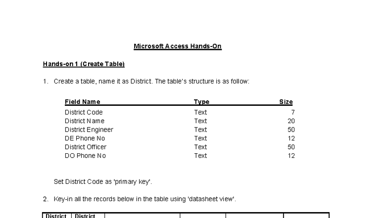 Microsoft Access 1: Creating Tables, Queries, and Forms - Studocu