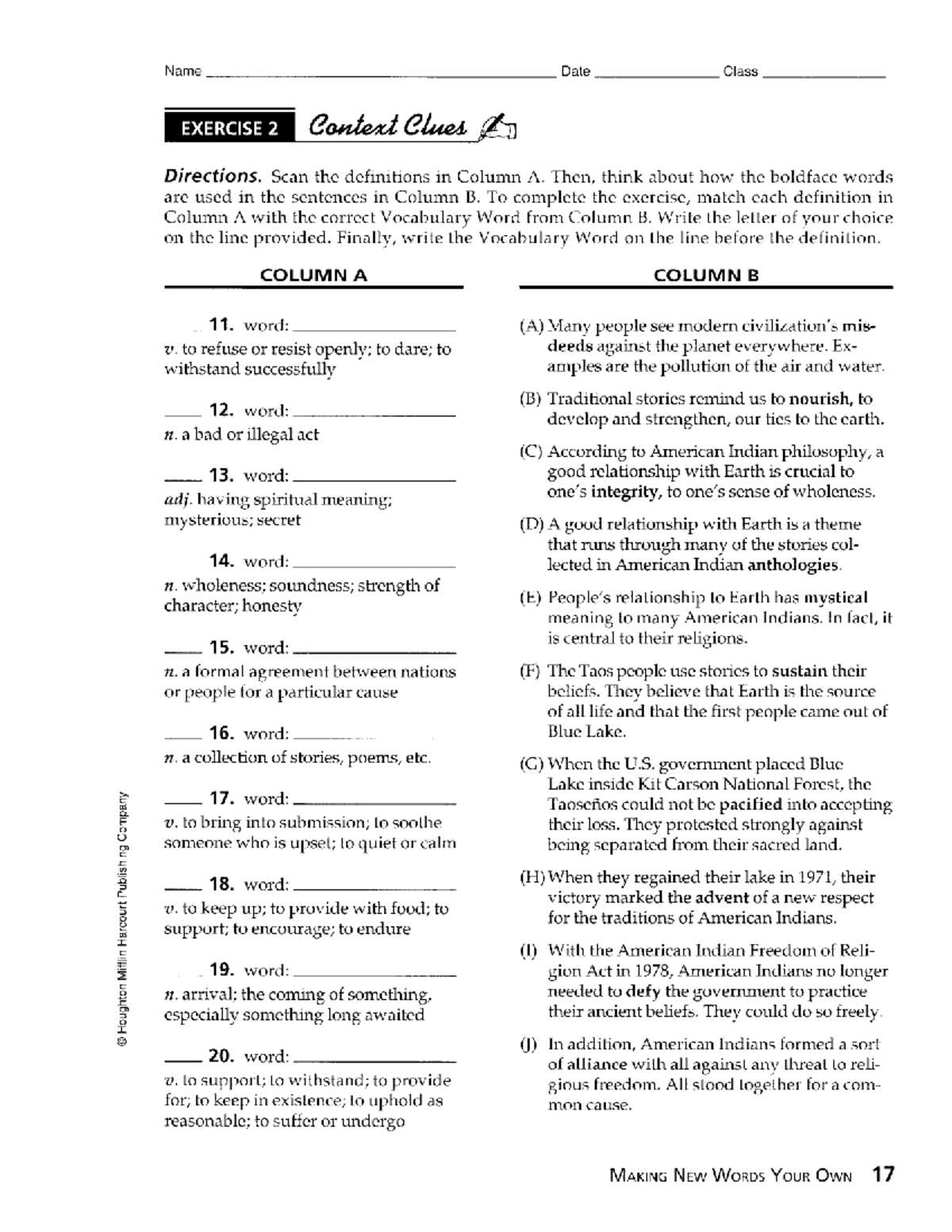 4-Lesson 4 Vocabulary Exercises and Context Clues Practice - Studocu