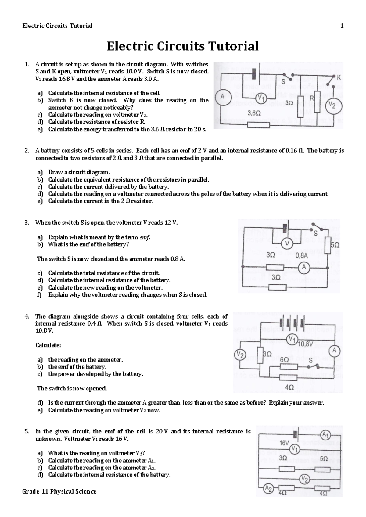 Grade 11 Physical Science: Electric Circuits Tutorial Complete Guide ...