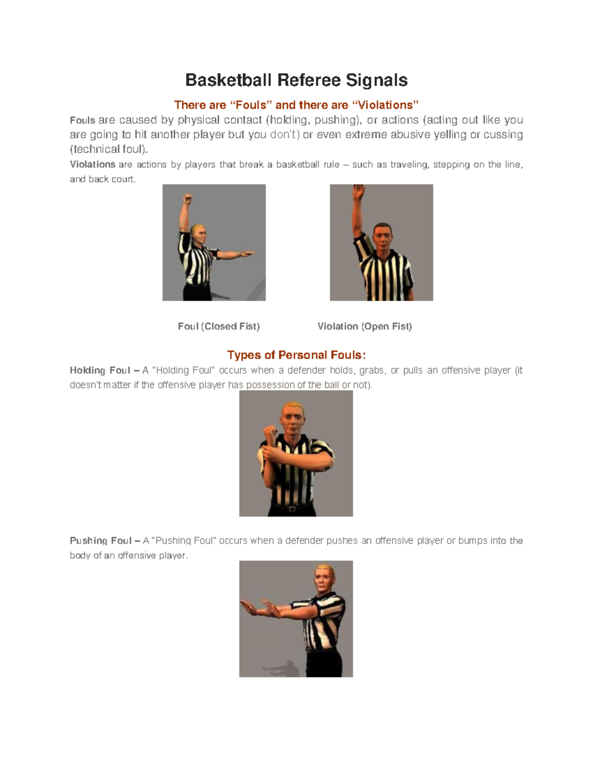 Basketball Referee Signals - Basketball Referee Signals There are ...