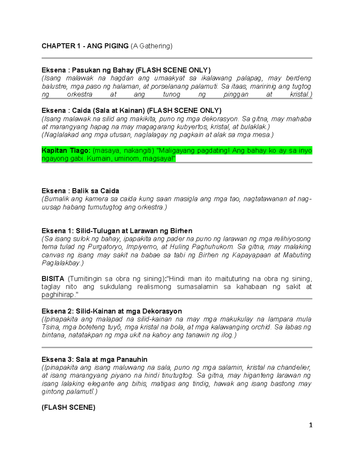 NOLI- Script- Chapter 1: Ang Piging (A Gathering) Scenes and Dialogues ...