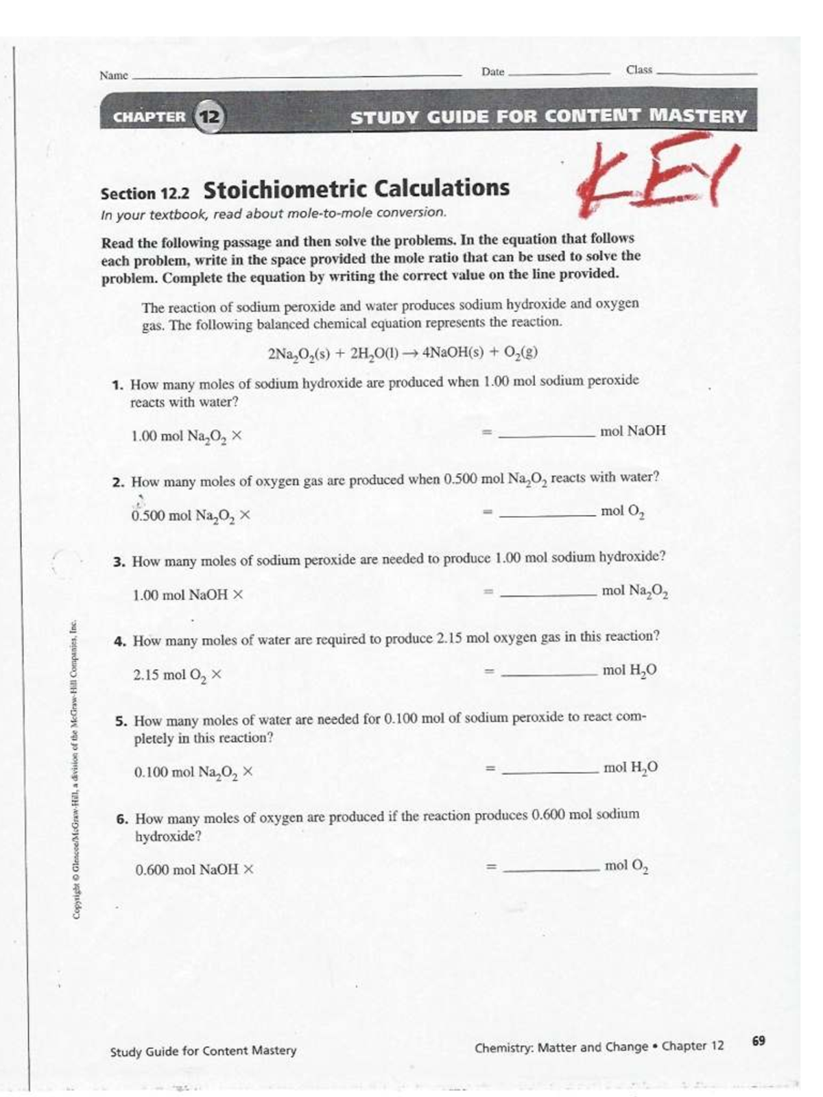 Stoichiometry Practice Worksheet for Chemistry CH12 - Studocu