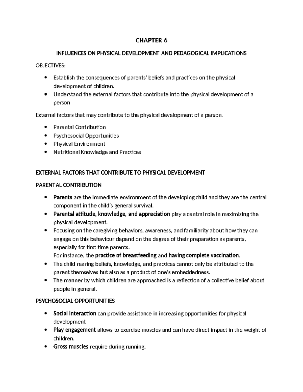 Chapter 6 ED Handout: Influences on Physical Development - Studocu