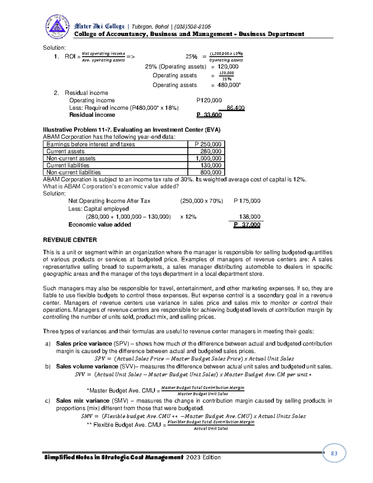 SCM Manual 2023 86 98 - Cost - College of Accountancy, Business and ...