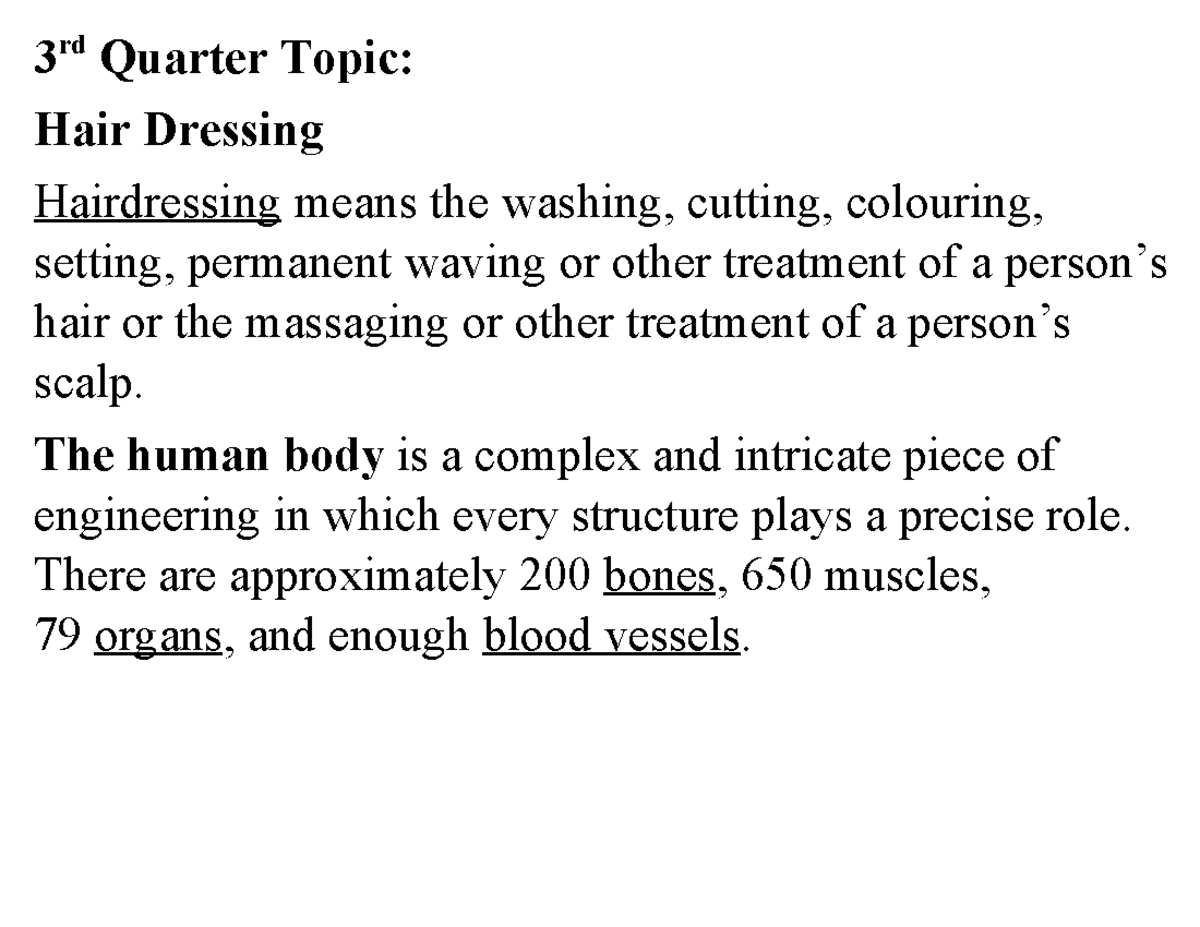 Hair Dressing Lesson 1: Anatomy, Types, and Cutting Principles - Studocu