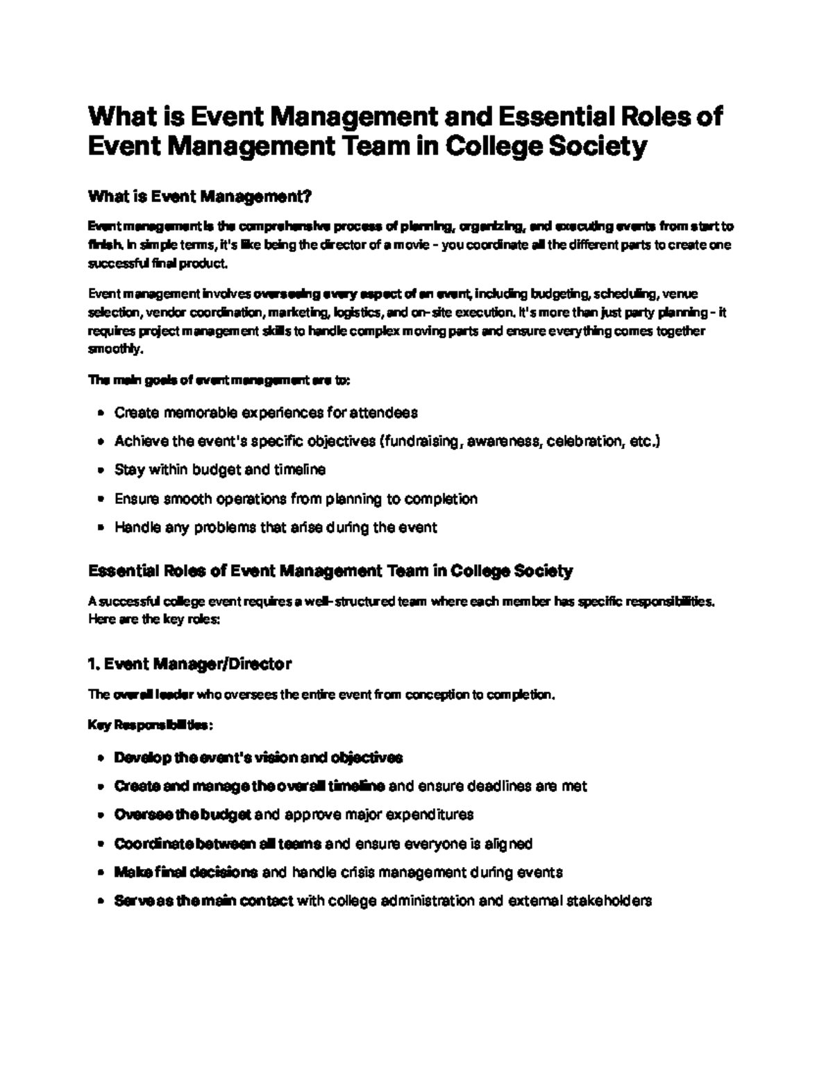 Event Management Roles in College Societies: A Comprehensive Guide ...