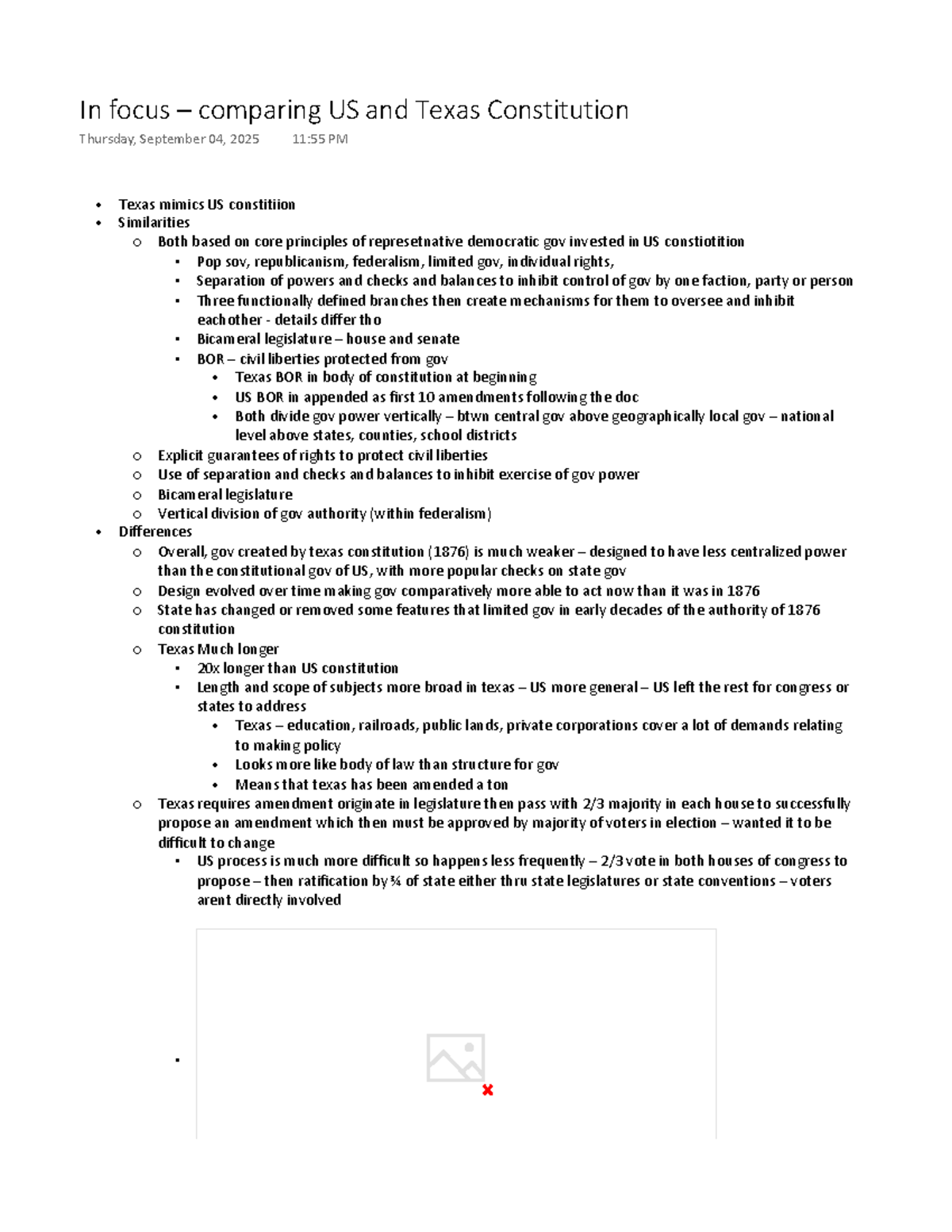 Comparative Analysis of the US and Texas Constitutions (POL 101) - Studocu