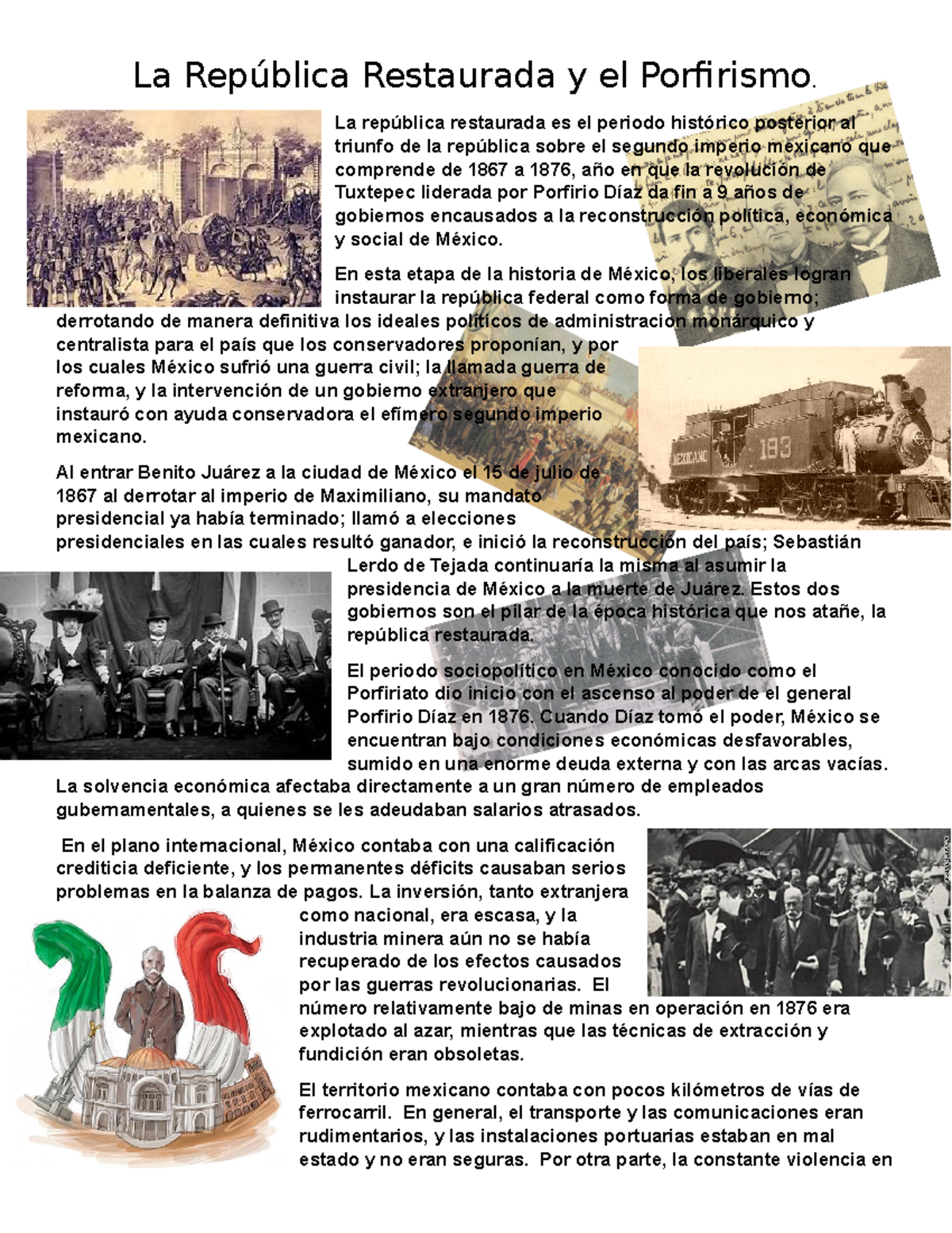 La República Restaurada y el Ascenso del Porfirismo en México - Studocu