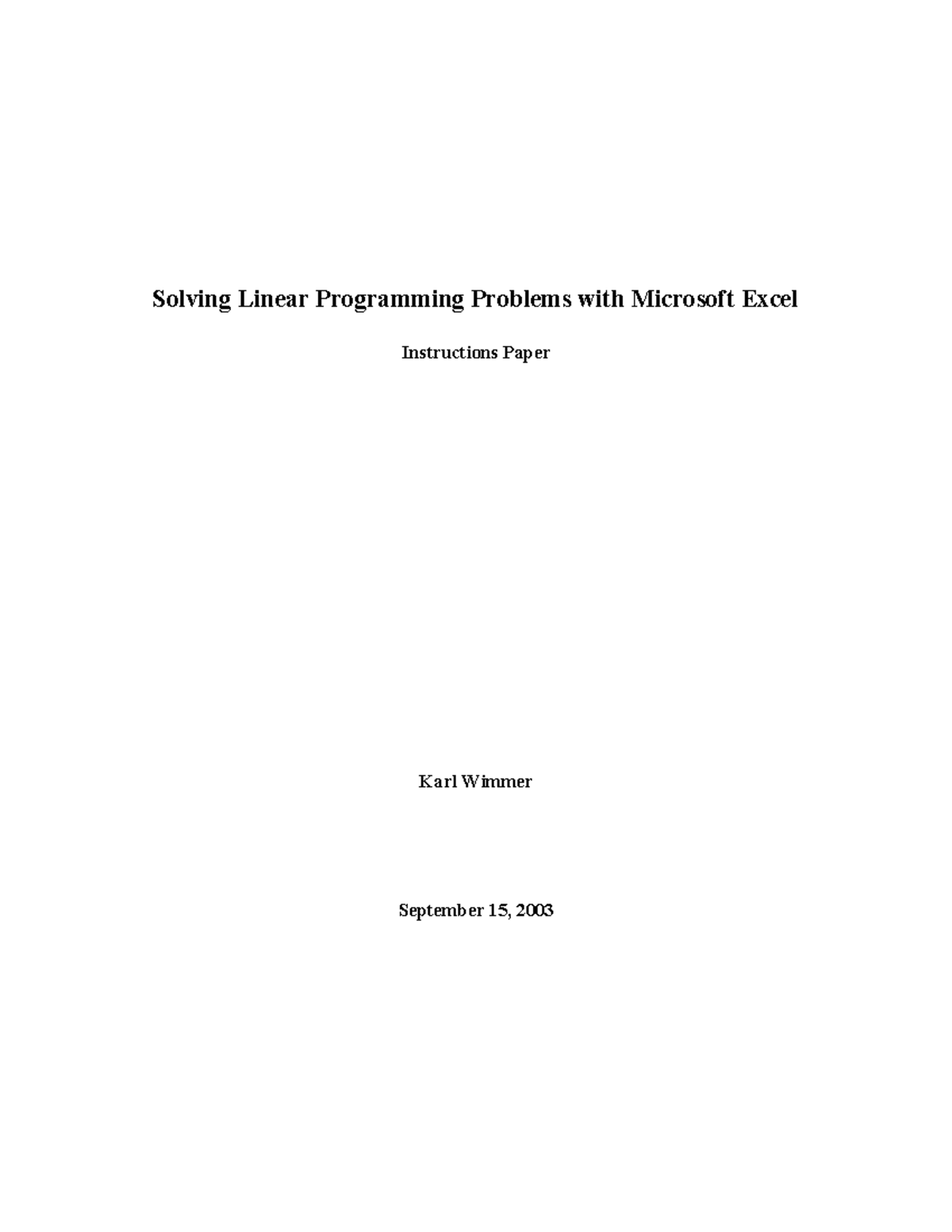 Excel Guide: Solving Linear Programming Problems (LP) with Solver - Studocu