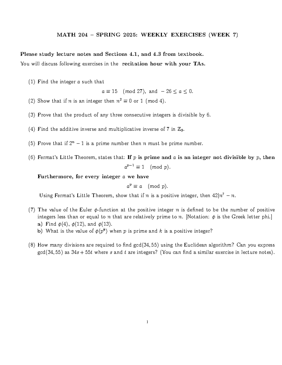 Week 7- Exercise list- cevapsiz - MATH 204 – SPRING 2025: WEEKLY ...