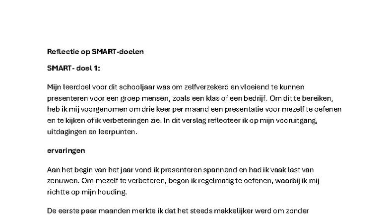 Reflectie op SMART-doelen: Groei in Presentatie, Creatief Denken en ...