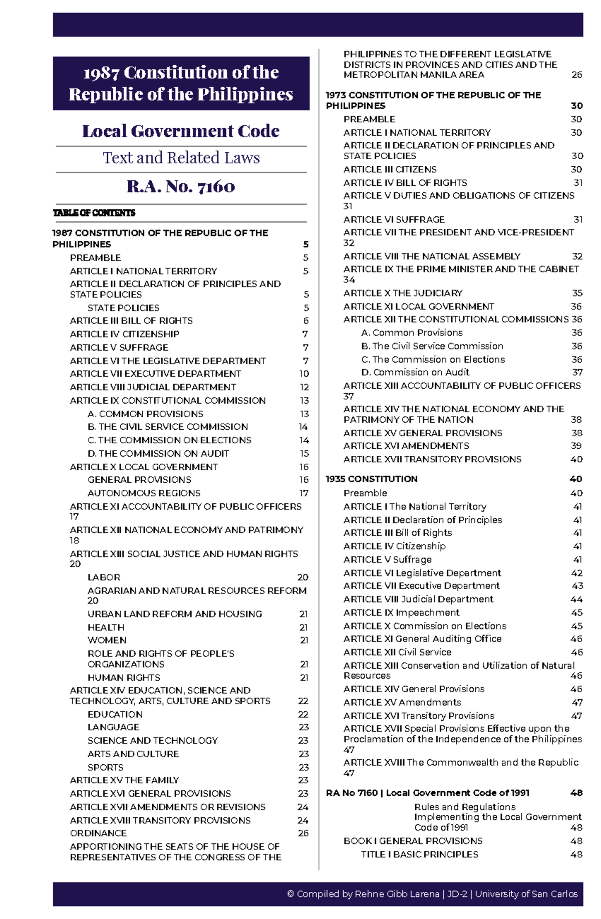 1987 Constitution & Local Government Code of the Philippines - Studocu